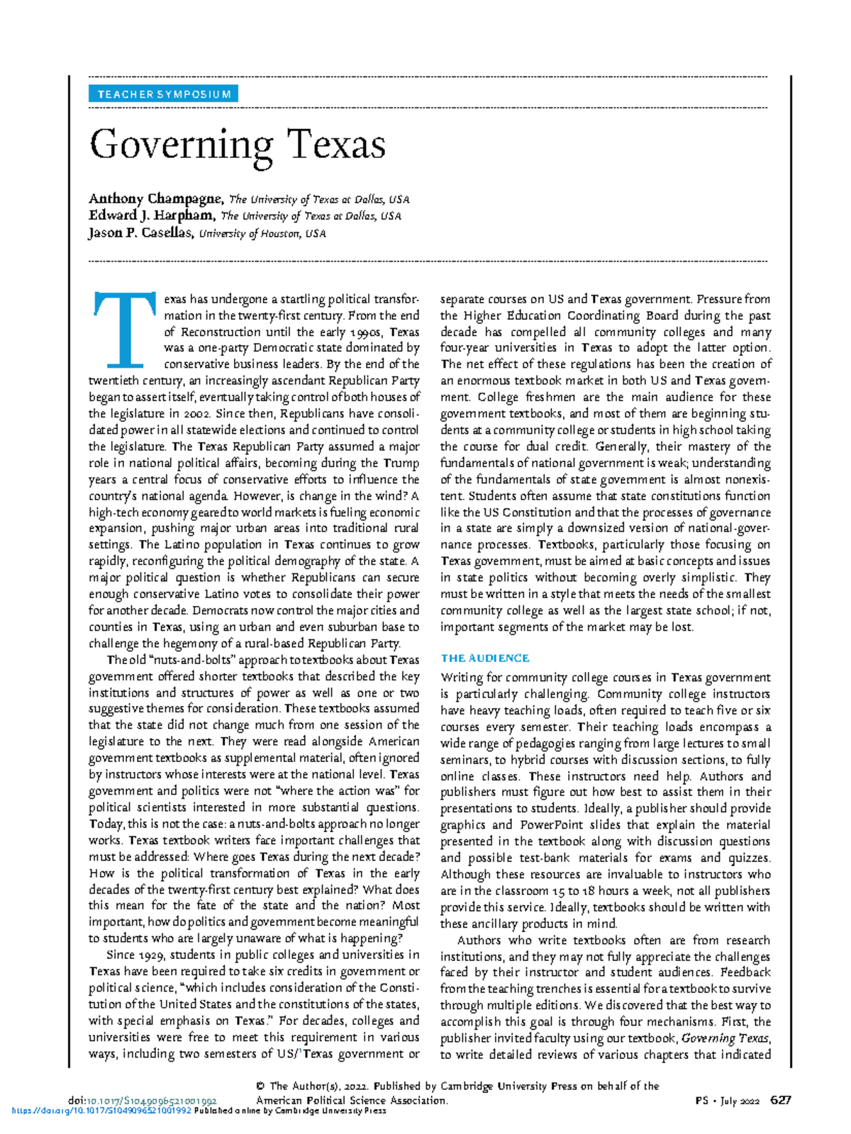 Governing Texas 2306 Examples ...