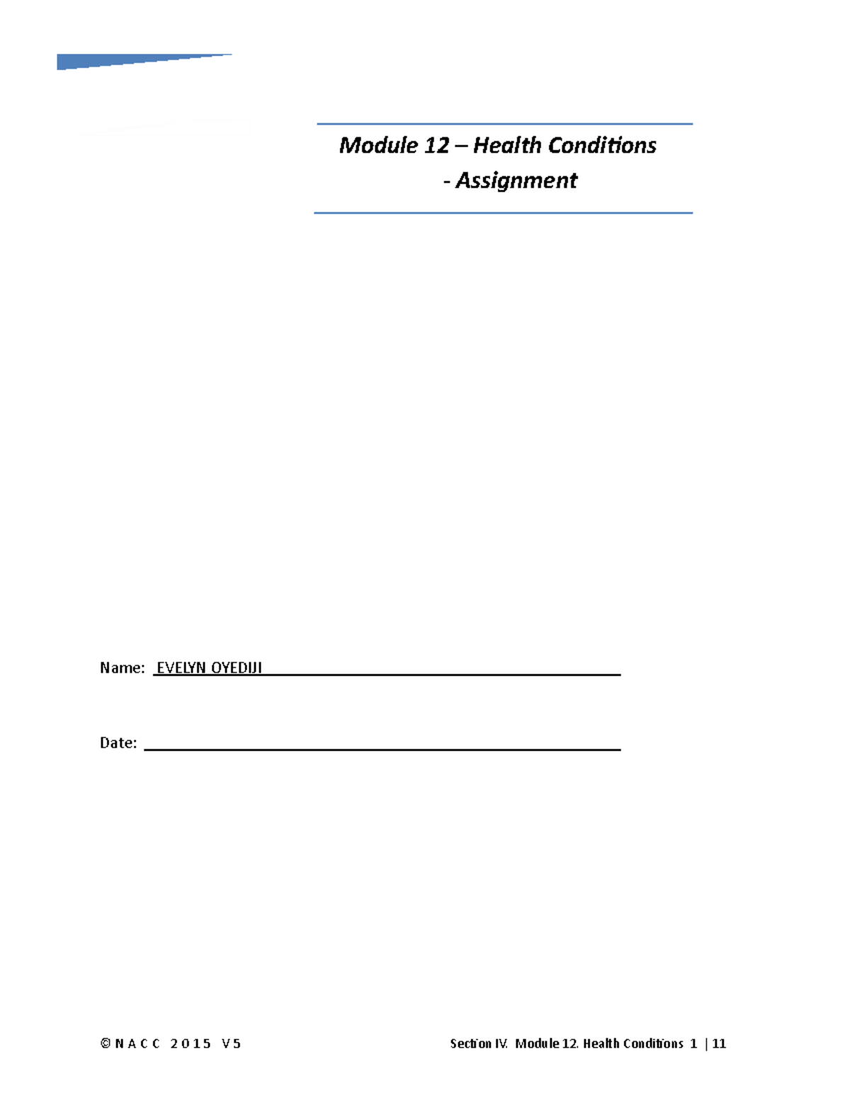 Module 12 Assignment - © N A C C 2 0 1 5 V 5 Section IV. Module 12 ...