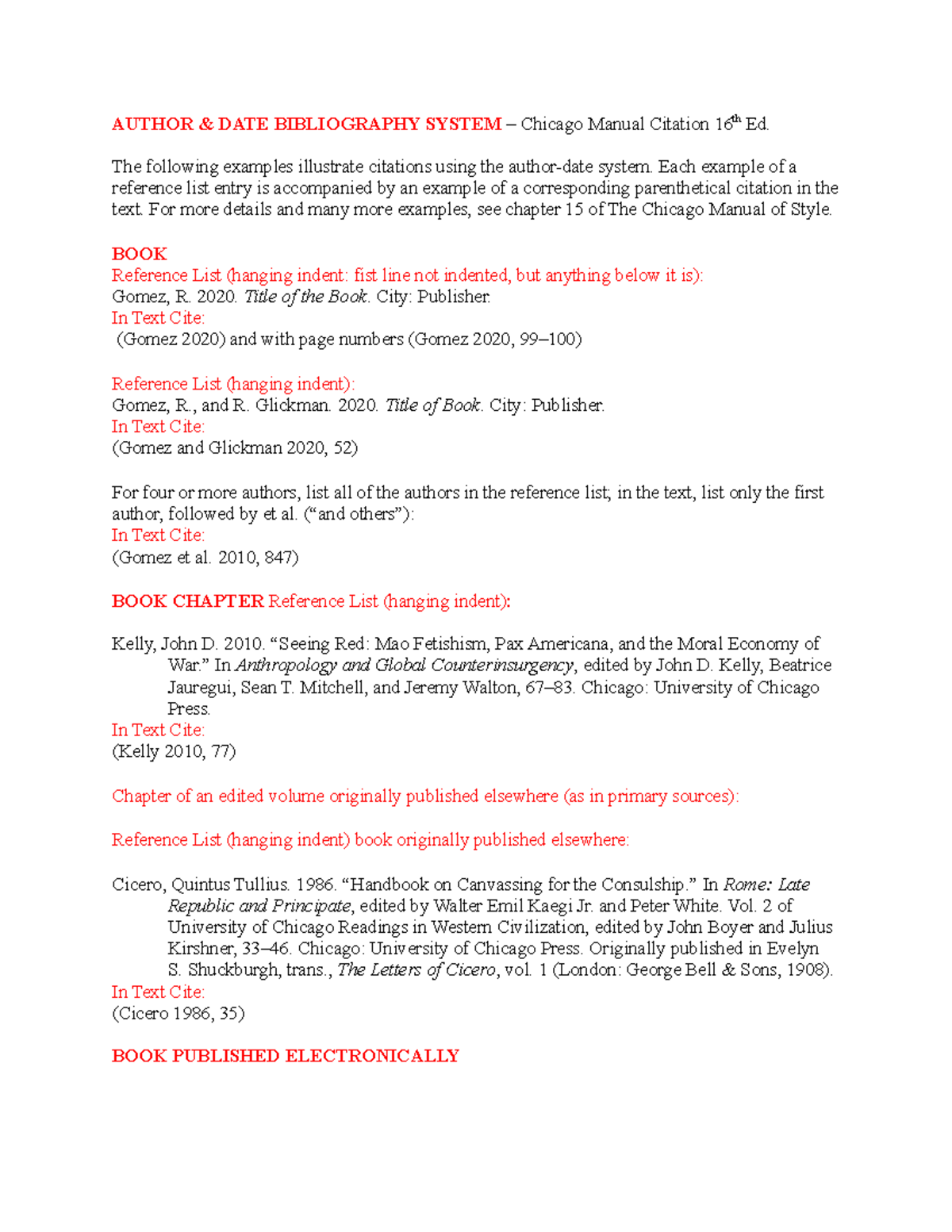 2022 Chicago Style 16TH ED. Author-YEAR - AUTHOR & DATE BIBLIOGRAPHY ...