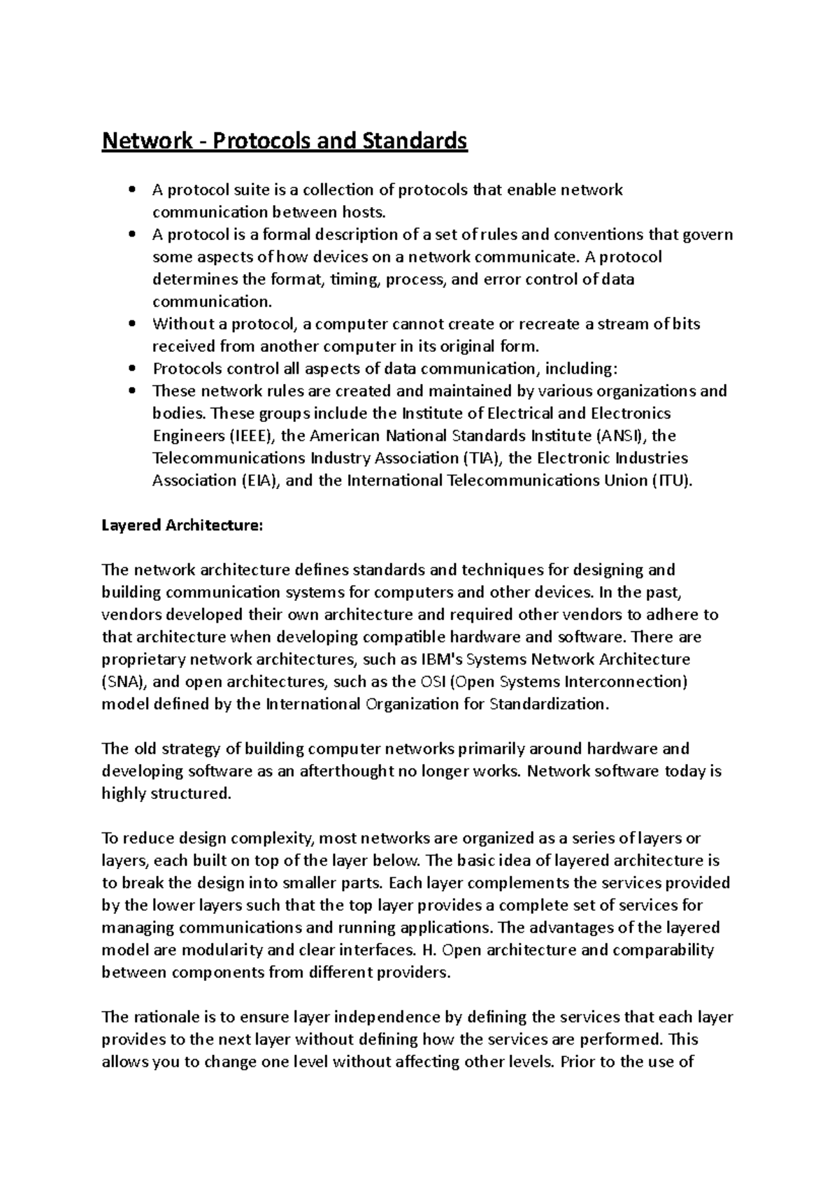 Network - Protocols and Standards - A protocol is a formal description ...