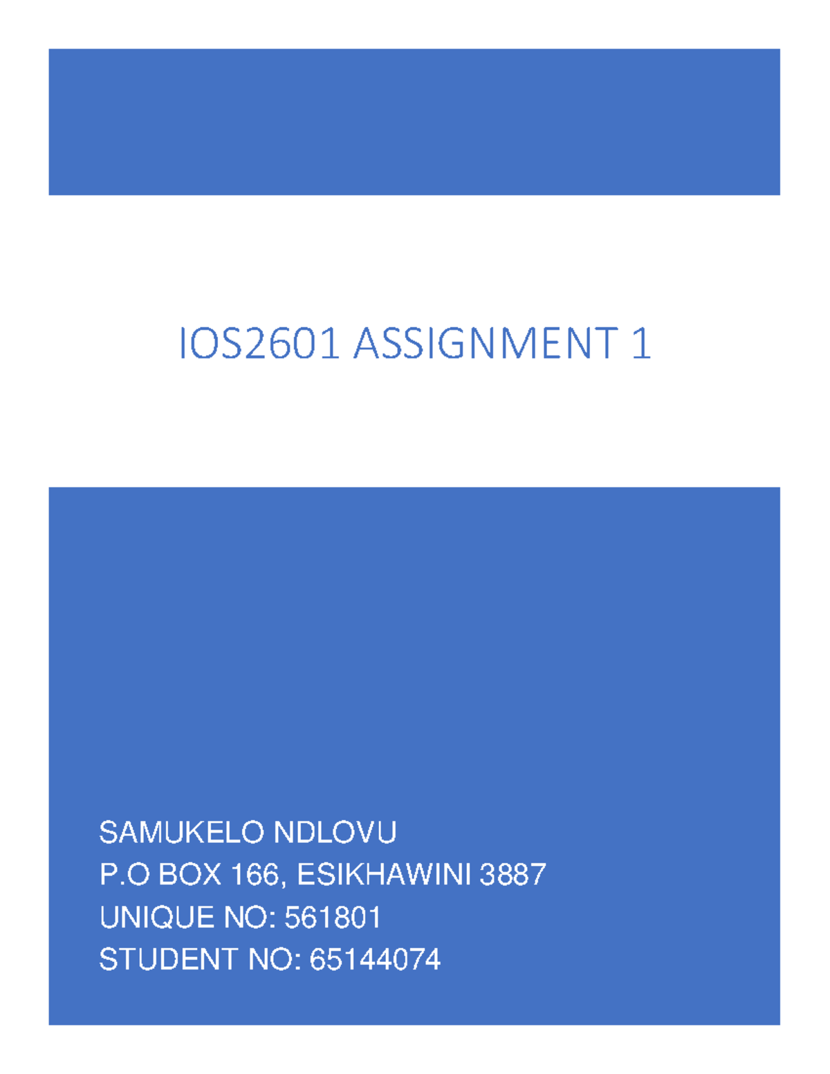 65144074 IOS2601 01 MARK094100 - [Type here] SAMUKELO NDLOVU P BOX 166 ...