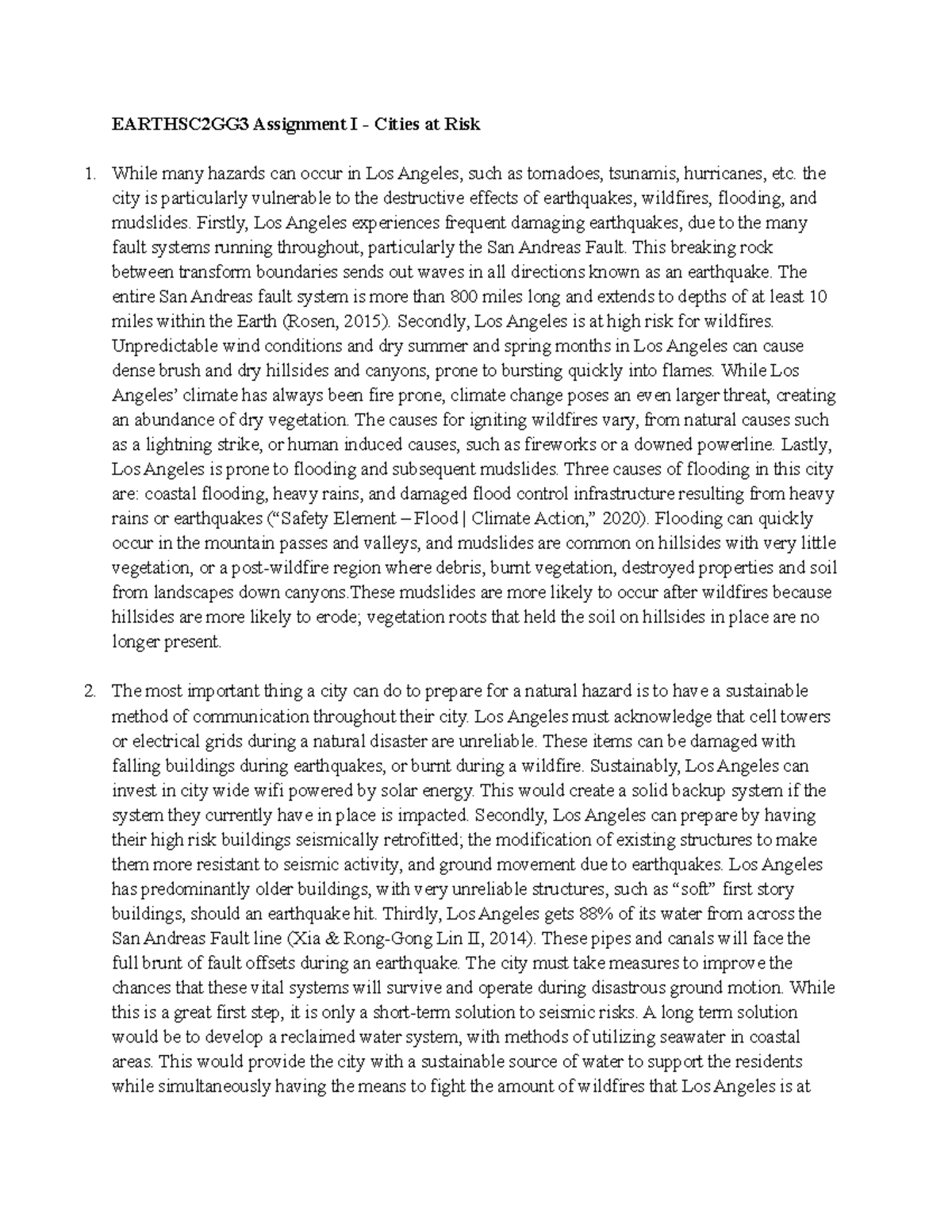 Assignment 1 - Cities at Risk - EARTHSC2GG3 Assignment I - Cities at ...