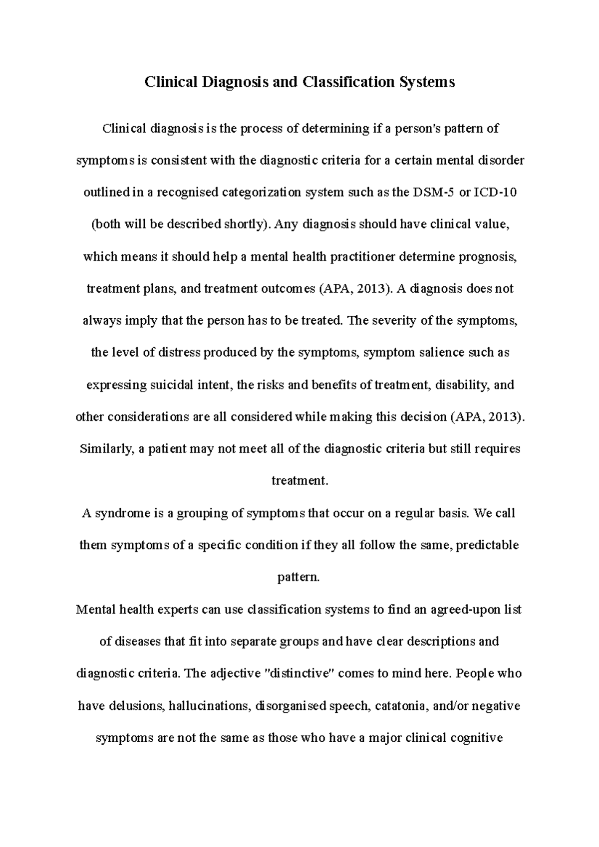 Clinical Diagnosis and Classification Systems - Abnormal Psychology ...