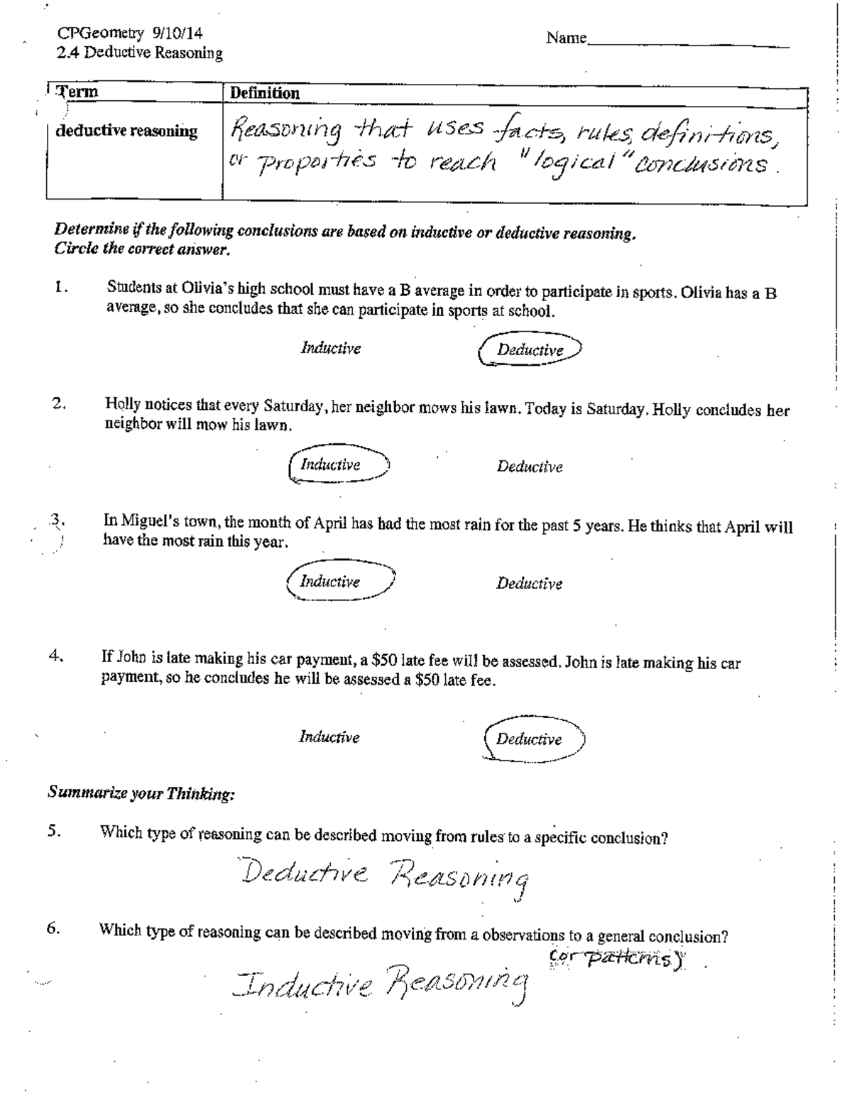 101315 cpgeo deductive reasoning - Mathematics - Studocu