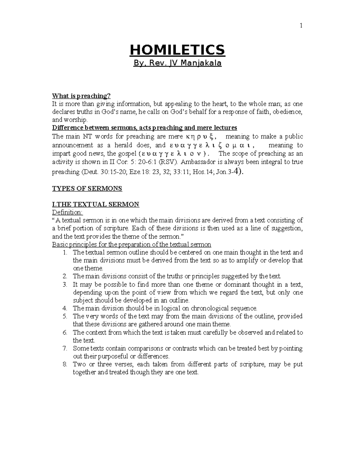 64662474- Homeletics-jv - HOMILETICS By, Rev. JV Manjakala What is ...