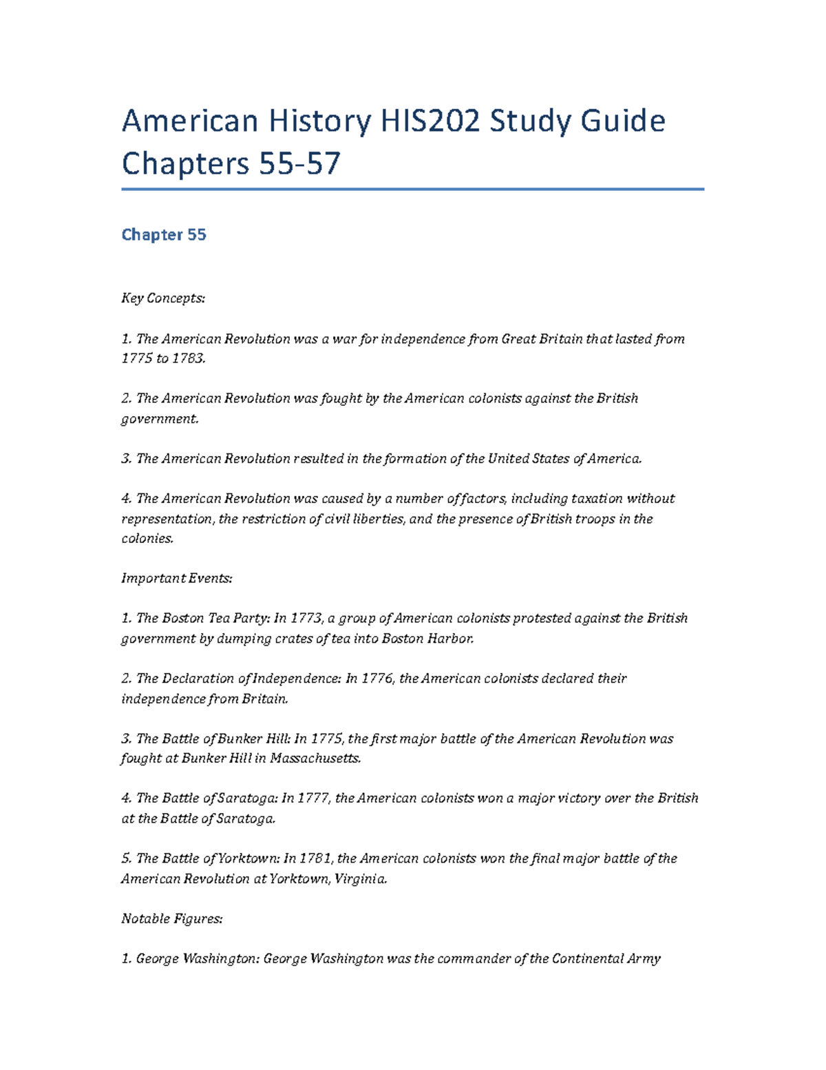 American History HIS202 Study Guide Chapters 55-57 - American History ...