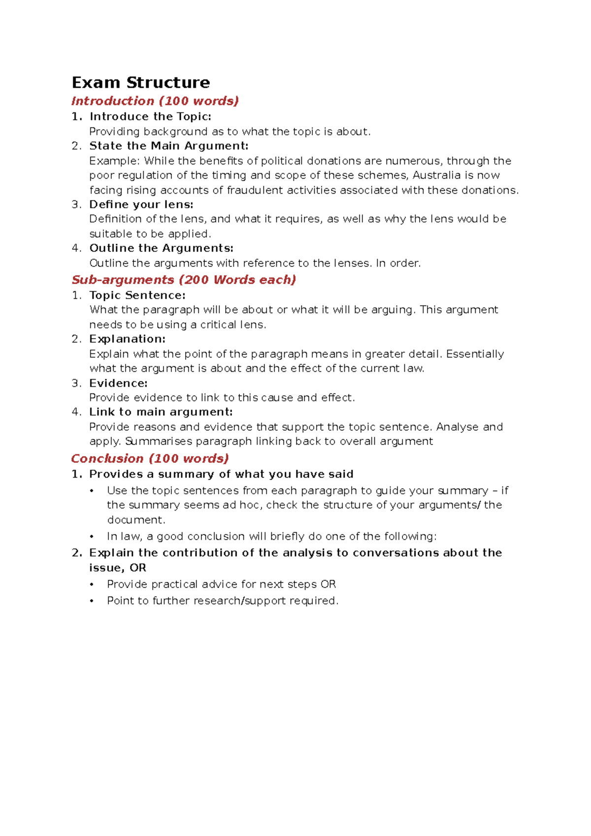 Contemporary Law Revision Notes - Exam Structure Introduction (100 ...