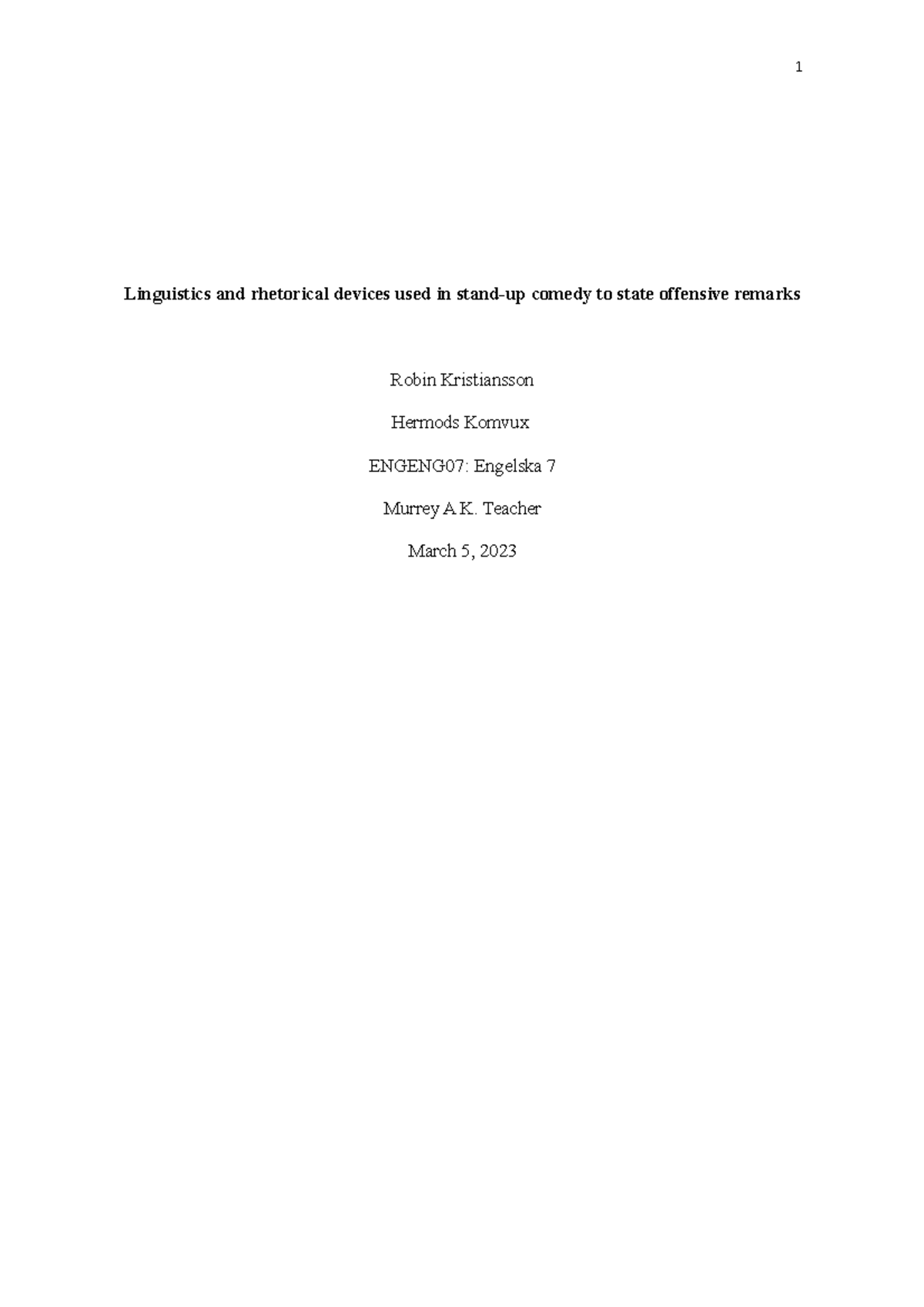 Linguistic and rhetorical devices in stand-up comedy - Linguistics and ...