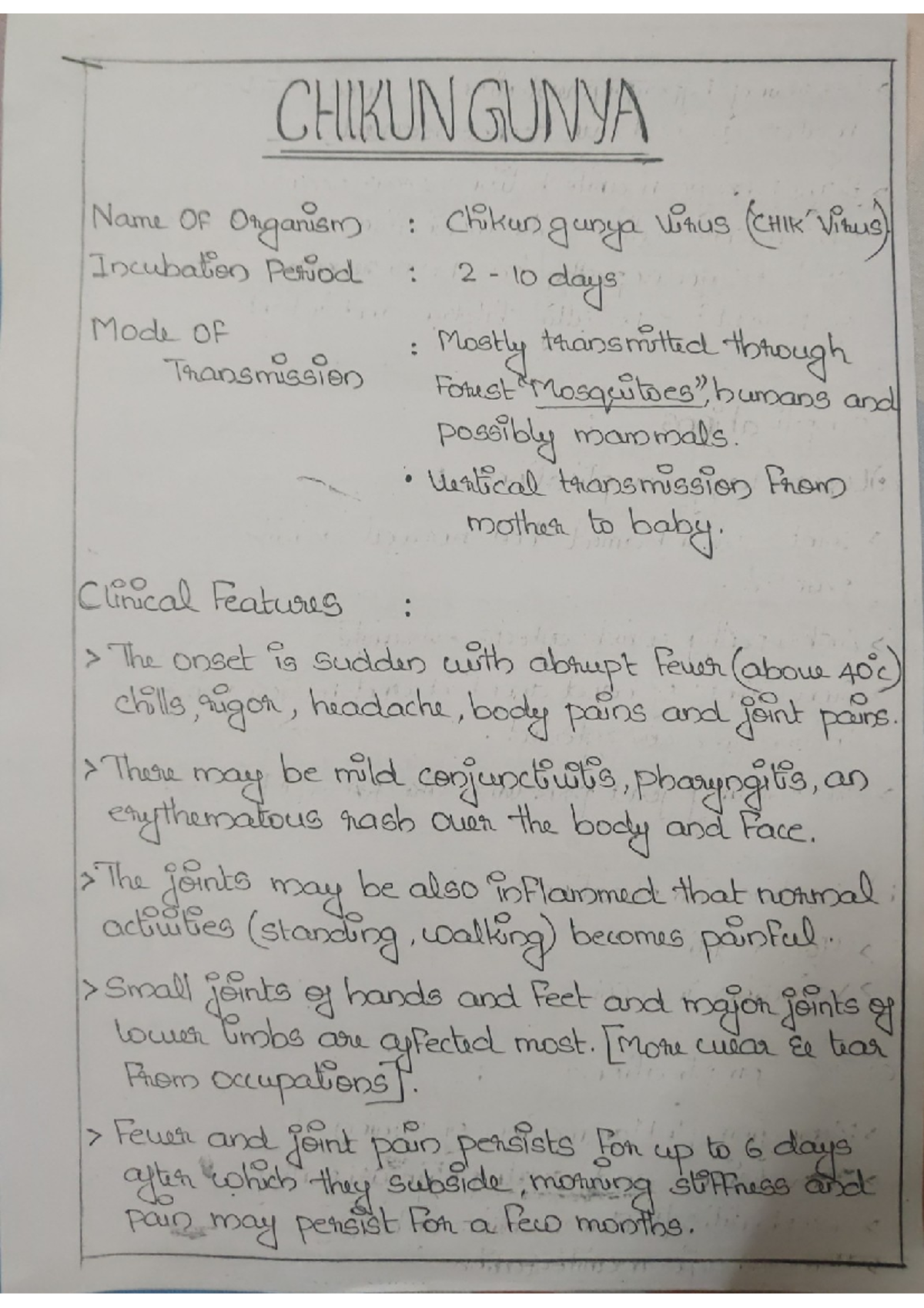 Chikungunya notes - Types of fever - CHIKUNGUNYA Name OF Organism ...
