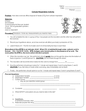 LAB Exercise and Cellular Respiration hf7DFQx - Exercise and Cellular ...