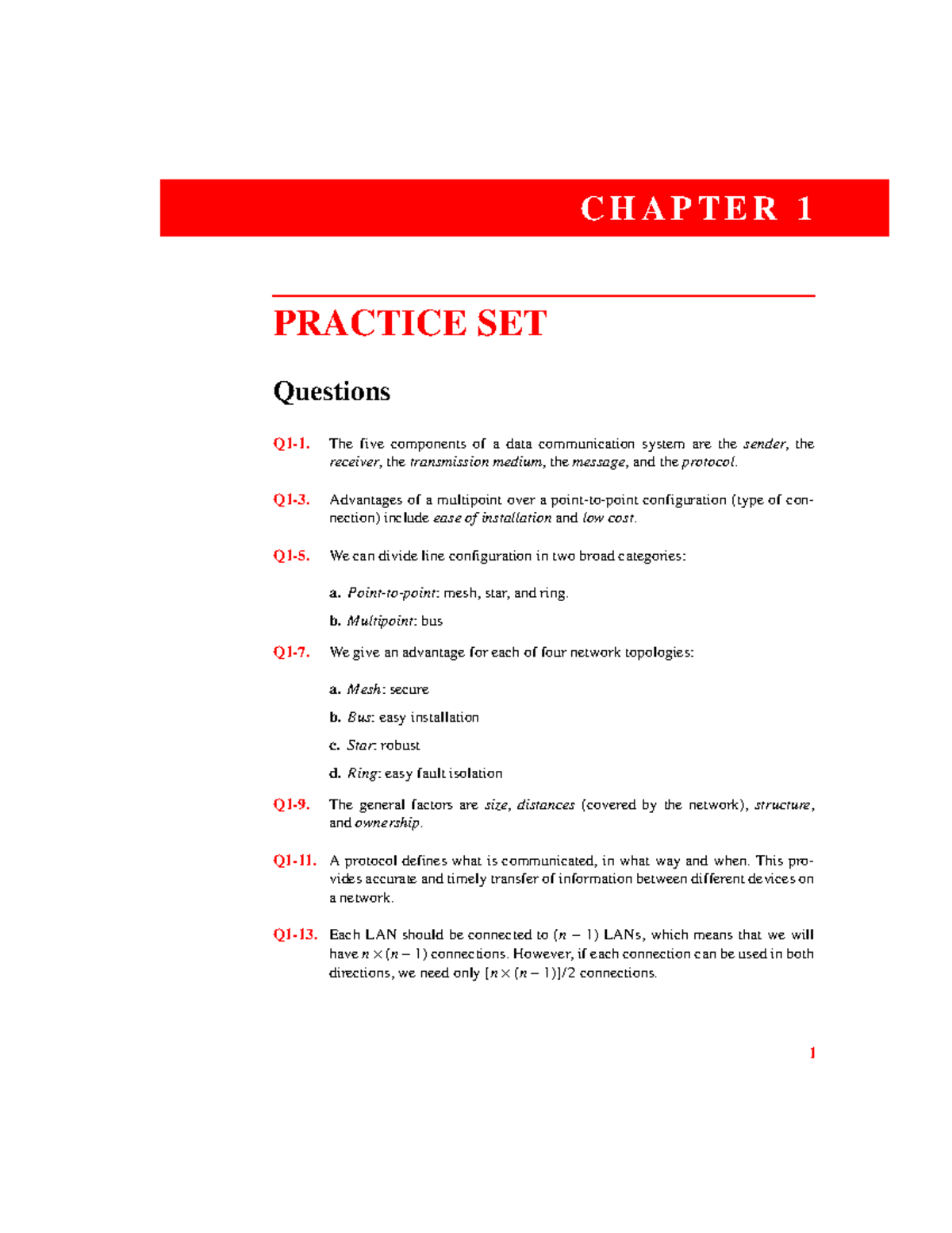 Chap 01 2 -bv - 1 C H A P T E R 1 PRACTICE SET Questions Q1-1. The five ...