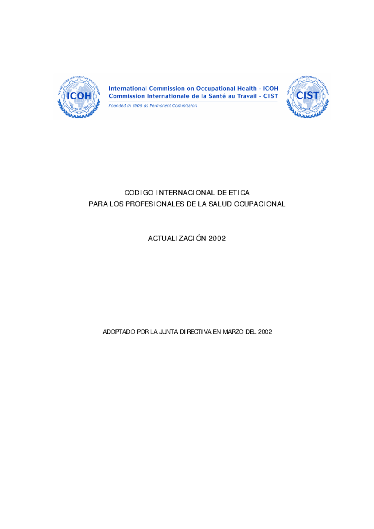 1. Código de Ética- SST - CODI GO I NTERNACI ONAL DE ETI CA PARA LOS ...