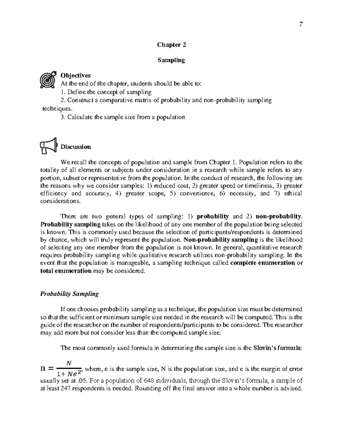 Pol Sci 105 Chapter 2 - sampling - Chapter 2 Sampling Objectives At the ...
