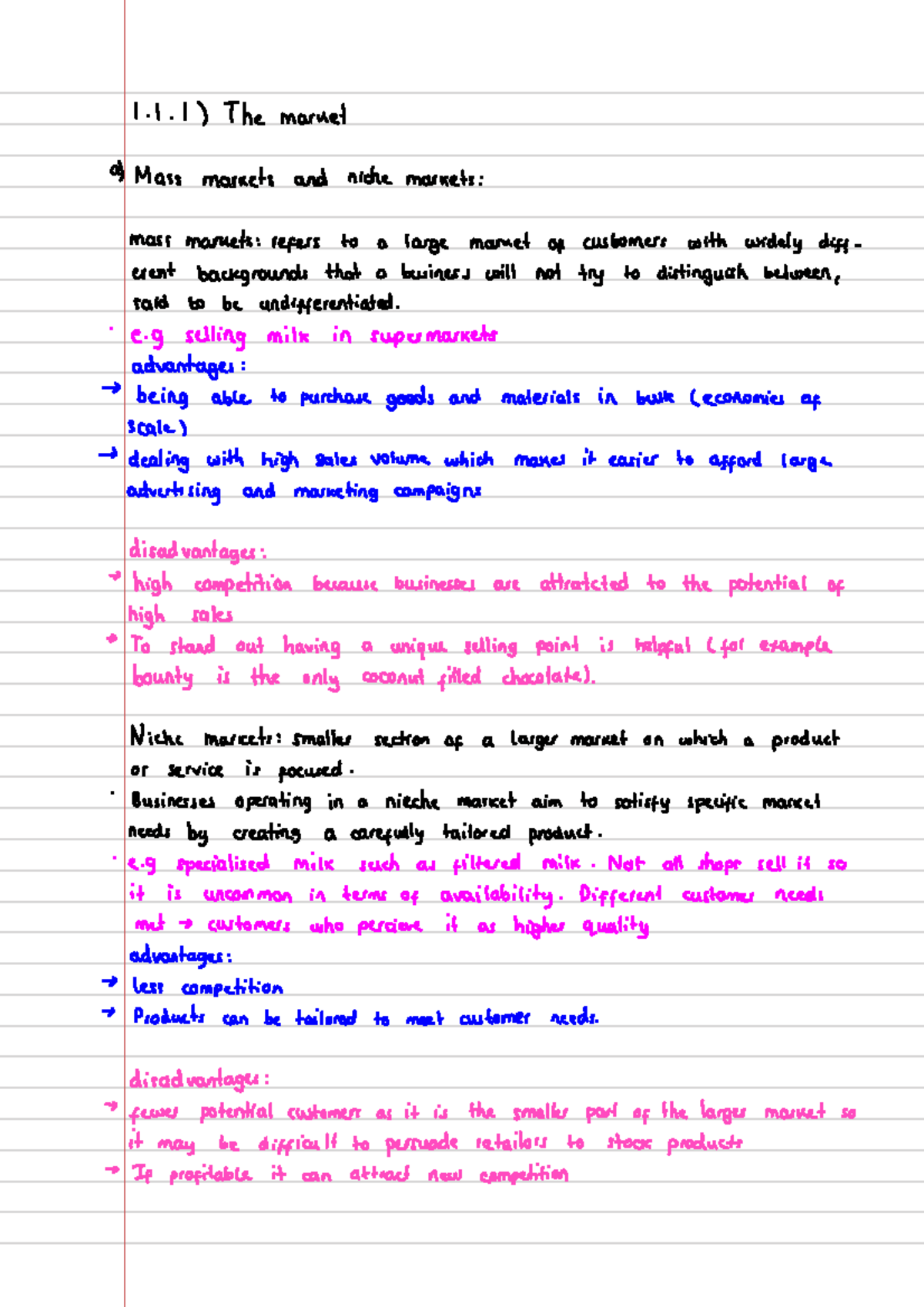 Business Edexcel 1 - 1.1) The market a) Mass markets and niche markets ...
