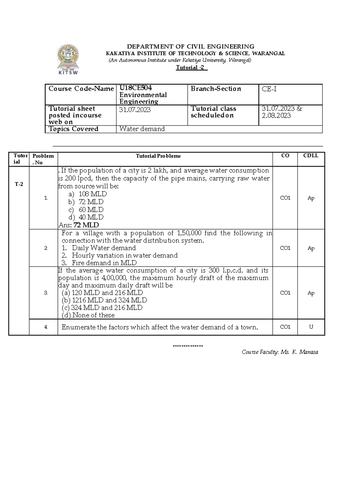 EE-T2 - Important notes - DEPARTMENT OF CIVIL ENGINEERING KAKATIYA ...