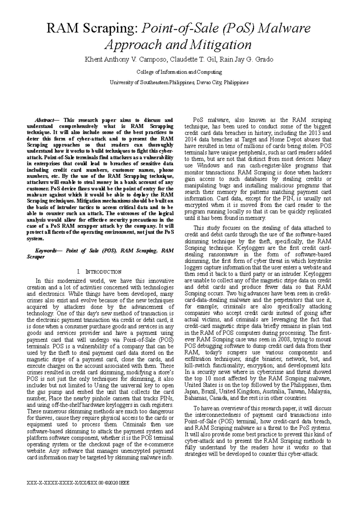 Cybersec- Final LE - this study is about cyberspace. - RAM Scraping ...