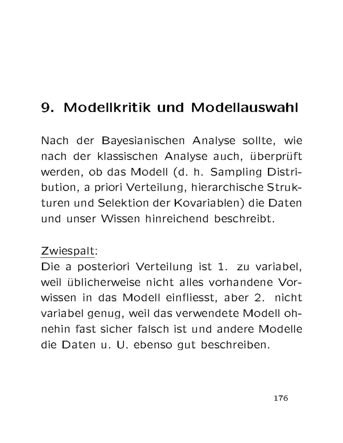 Bayes Kapitel 9 - 9. Modellkritik und Modellauswahl Nach der ...