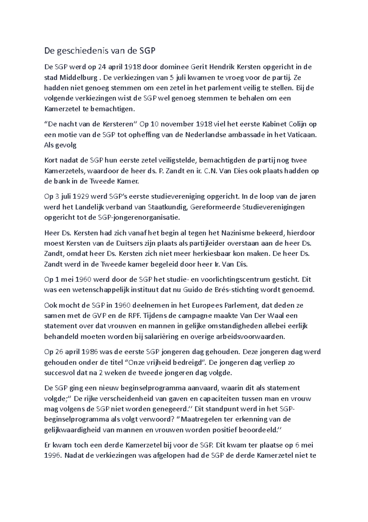 De geschiedenis van de SGP - De verkiezingen van 5 juli kwamen te vroeg ...