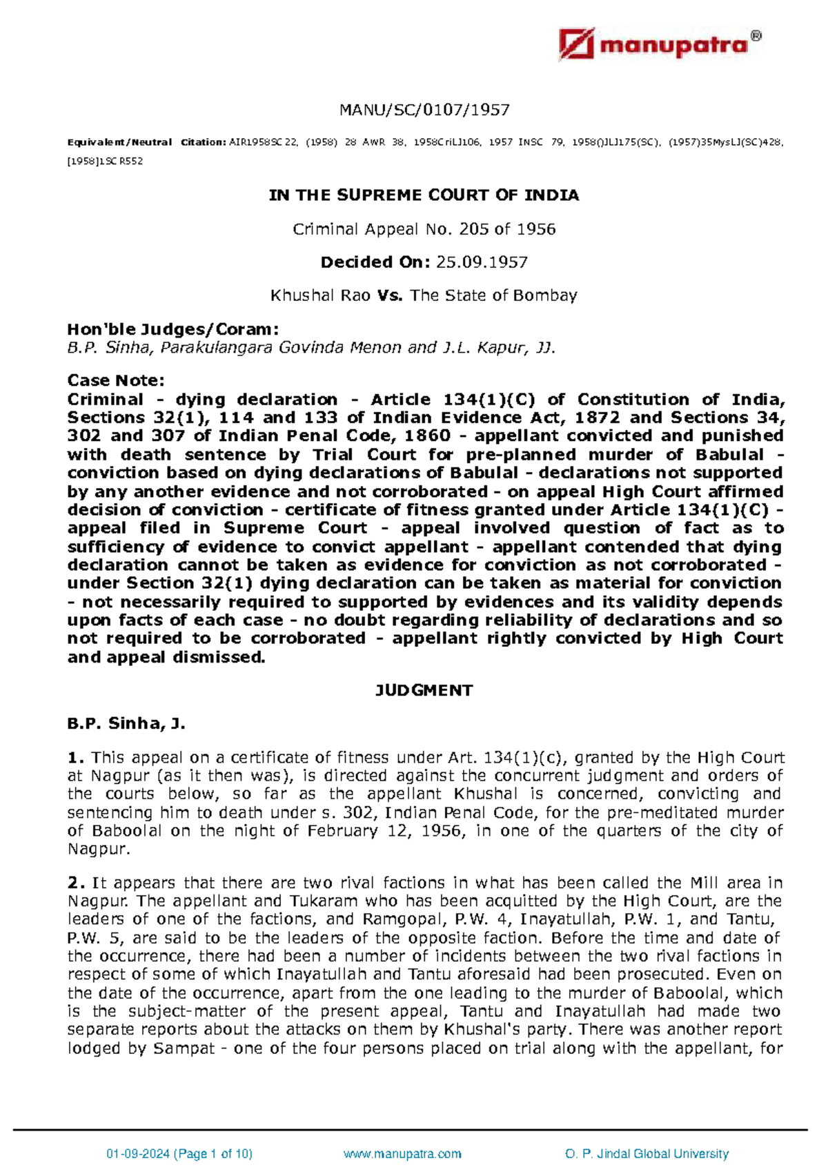 Khushal Rao vs The State of Bombay 25091957 SCs570107 COM279101 - MANU ...
