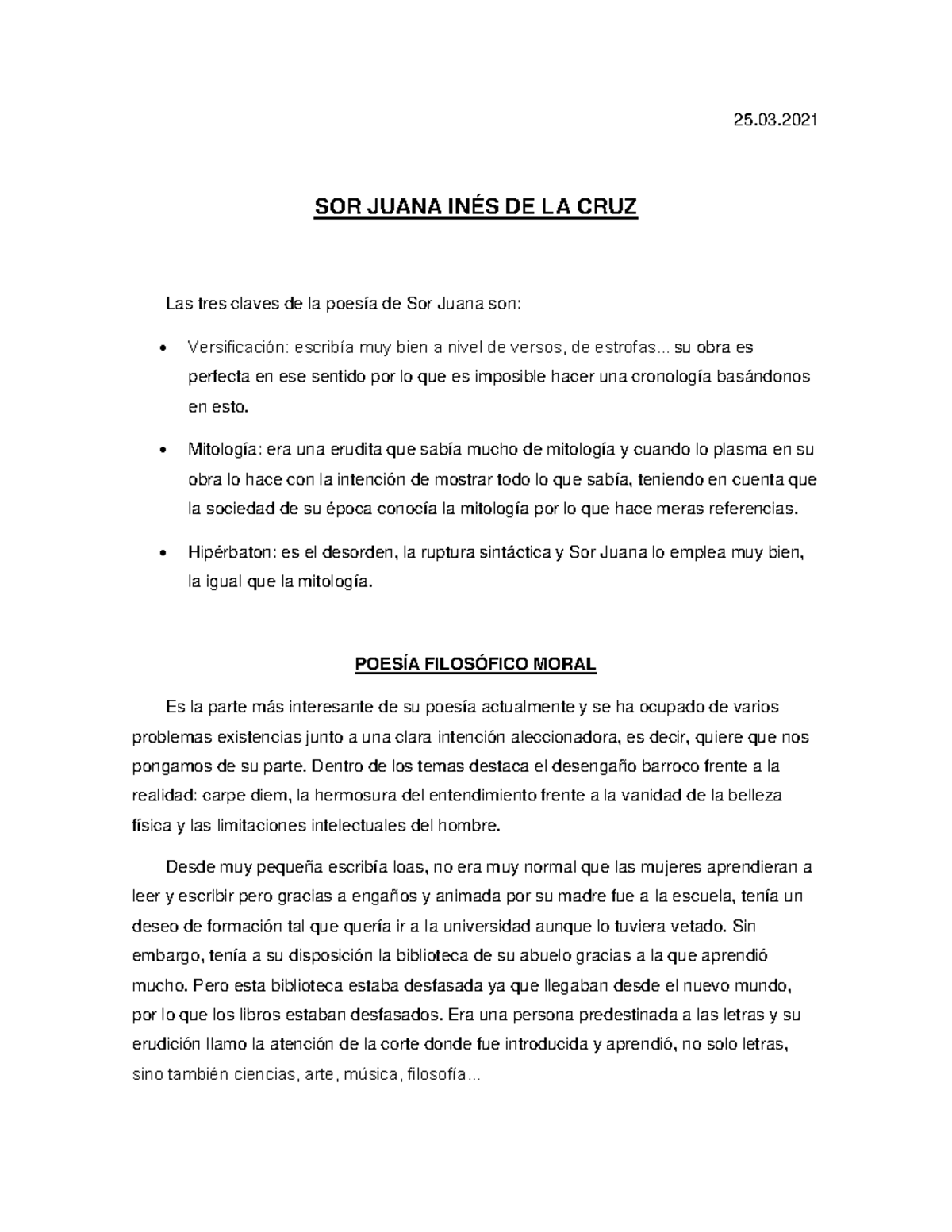 Práctica Sor Juana - 25. SOR JUANA INÉS DE LA CRUZ Las tres claves de ...