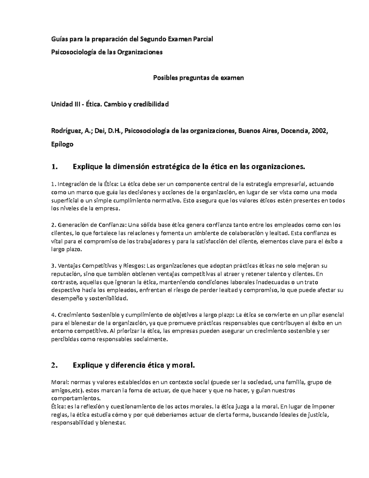 Guia de preguntas para el 2ndo parcial Psico RESPUESTAS - Guías para la preparación del Segundo ...