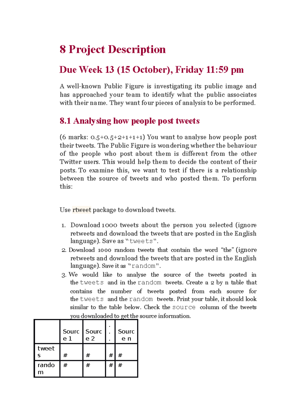 Project Description for text mining - 8 Project Description Due Week 13 ...