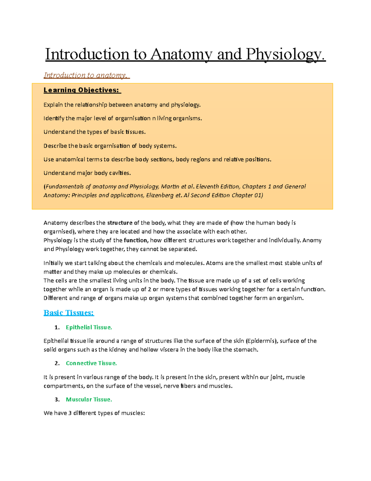 Introduction to Anatomy and Physiology - Introduction to anatomy ...