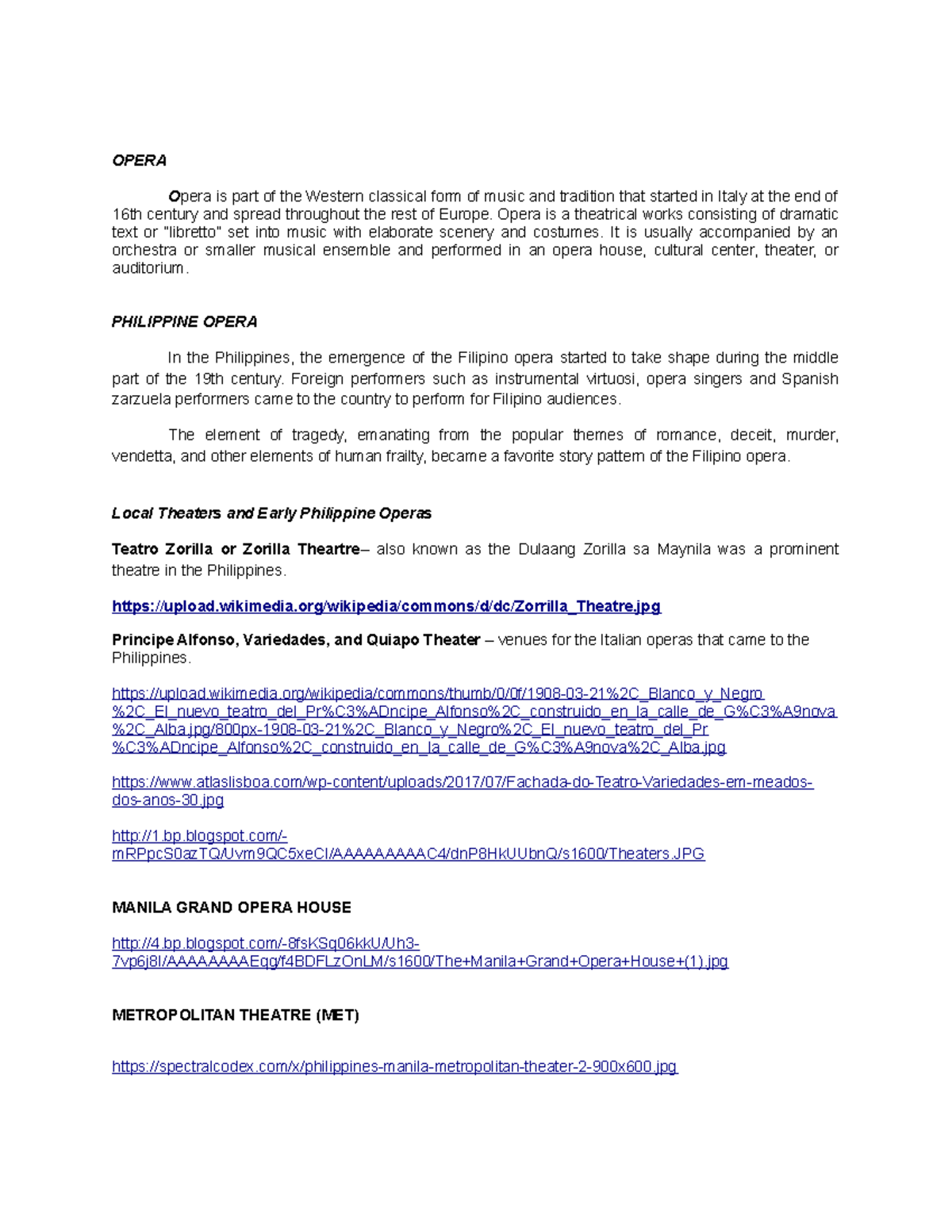 Outline opera - OPERA O pera is part of the Western classical form of ...