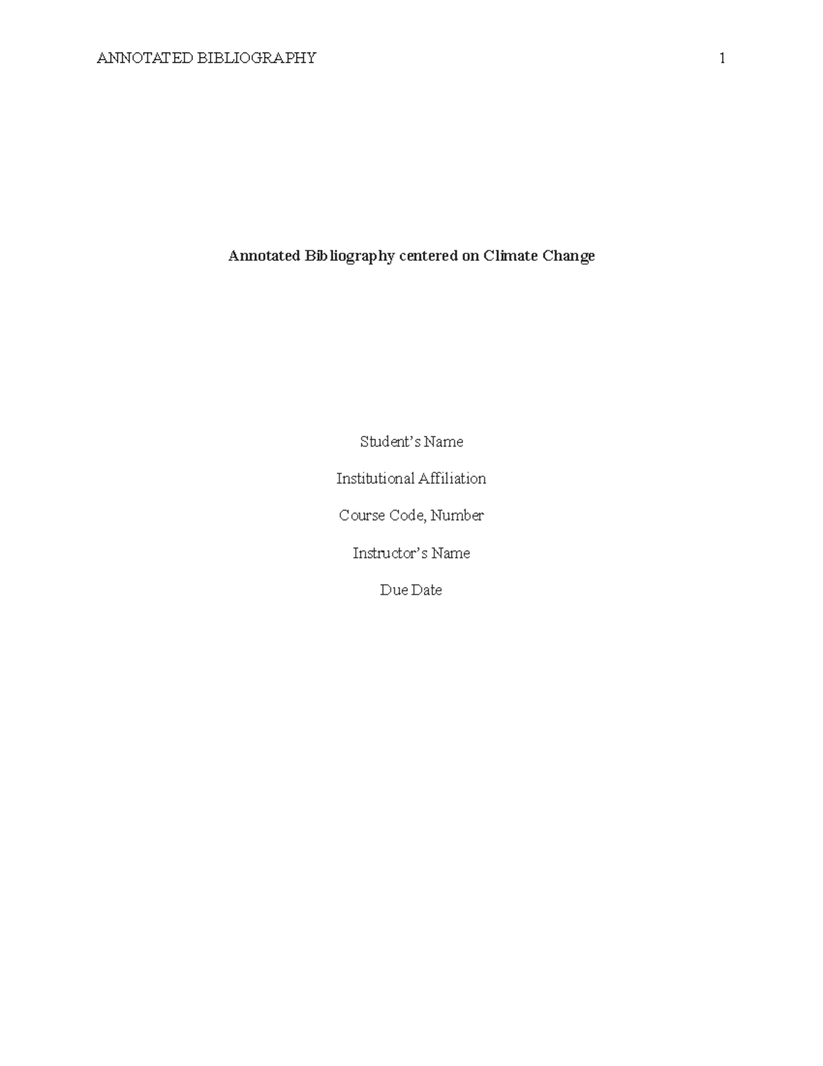 Annotated Bibliography centered on Climate Change - ANNOTATED ...