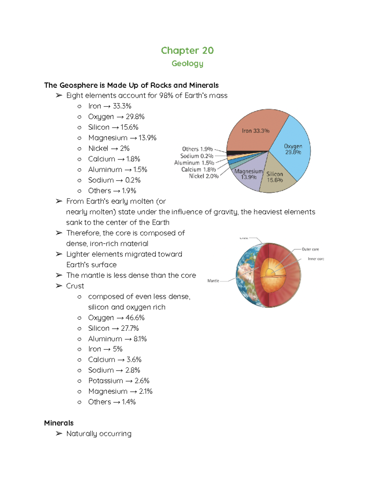 Chapter 20 Notes - Chapter 20 Geology The Geosphere is Made Up of Rocks ...