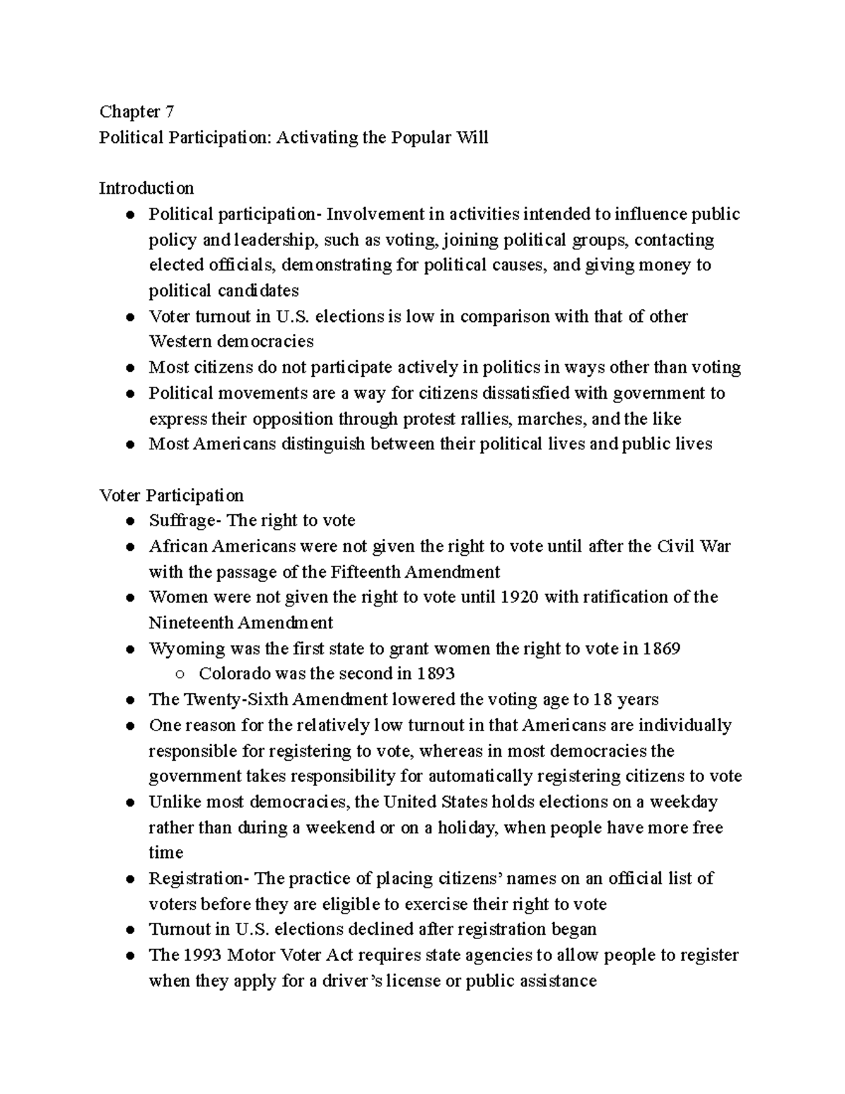 Political Participation Activating the Popular Will - Chapter 7 ...