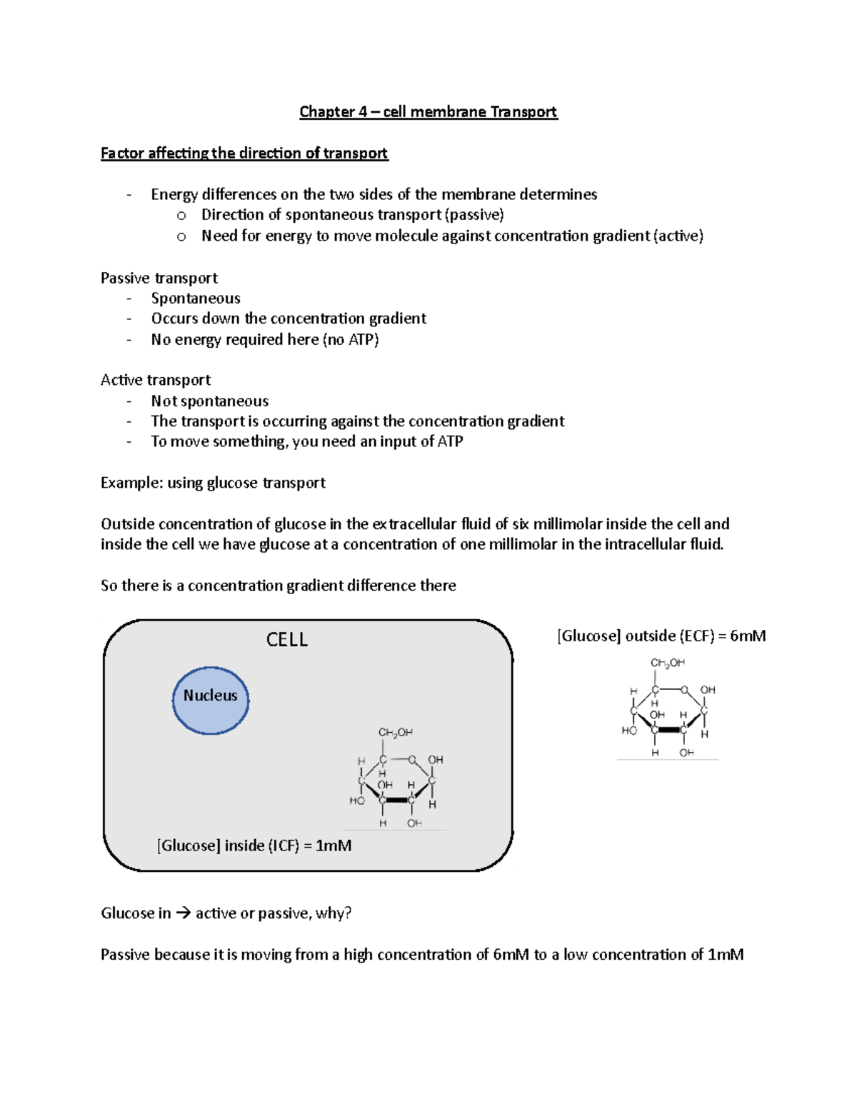 Lecture 2 - Ch4 - cell membrane transport - Chapter 4 – cell membrane ...