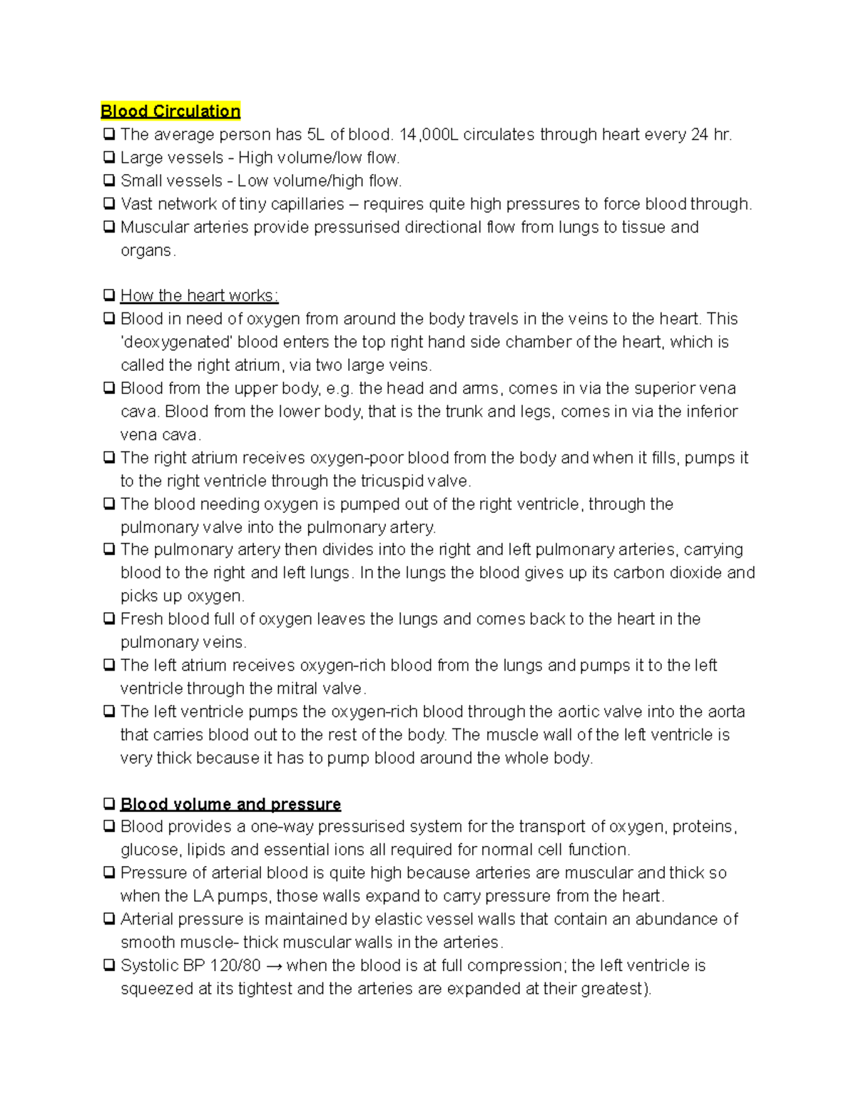 Biosci - Blood Circulation The average person has 5L of blood. 14,000L ...