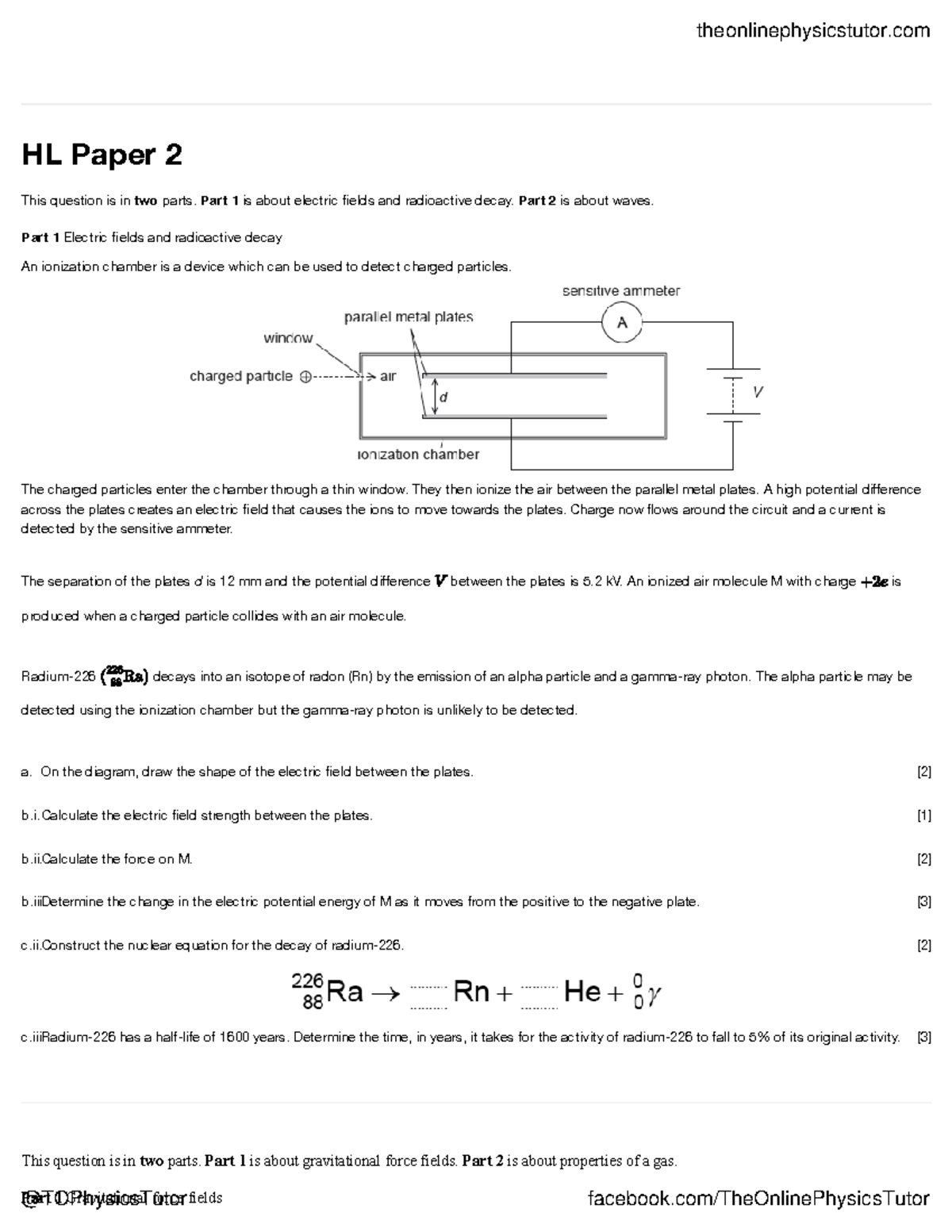 Fields structured - Physics TOPIC 10 question - HL Paper 2 This ...