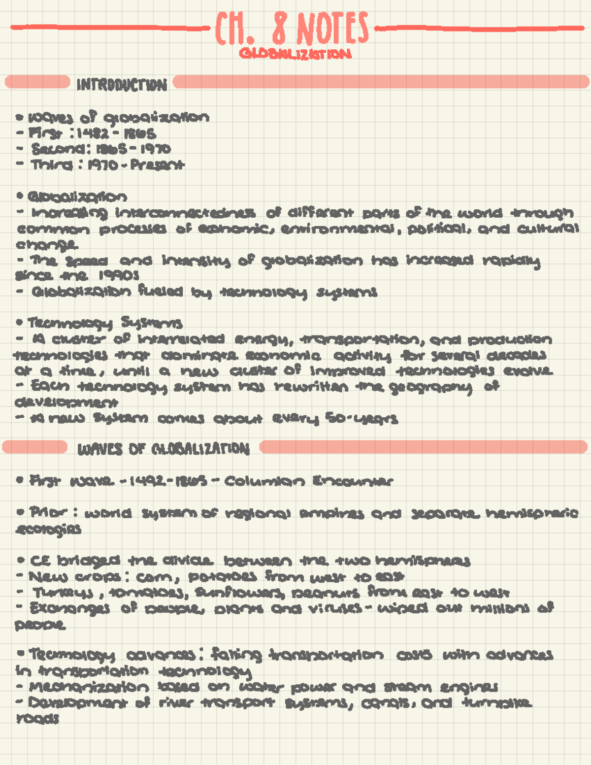 Geography Ch. 8 Notes - Clt . 8 NOTES GLOBALIZATION INiADDUCTION ...