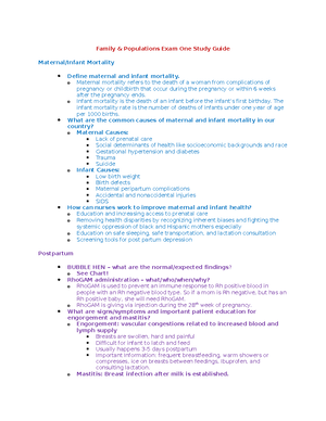 OB Exam 1 - Key Concepts - OB Exam 1 Define maternal and infant ...