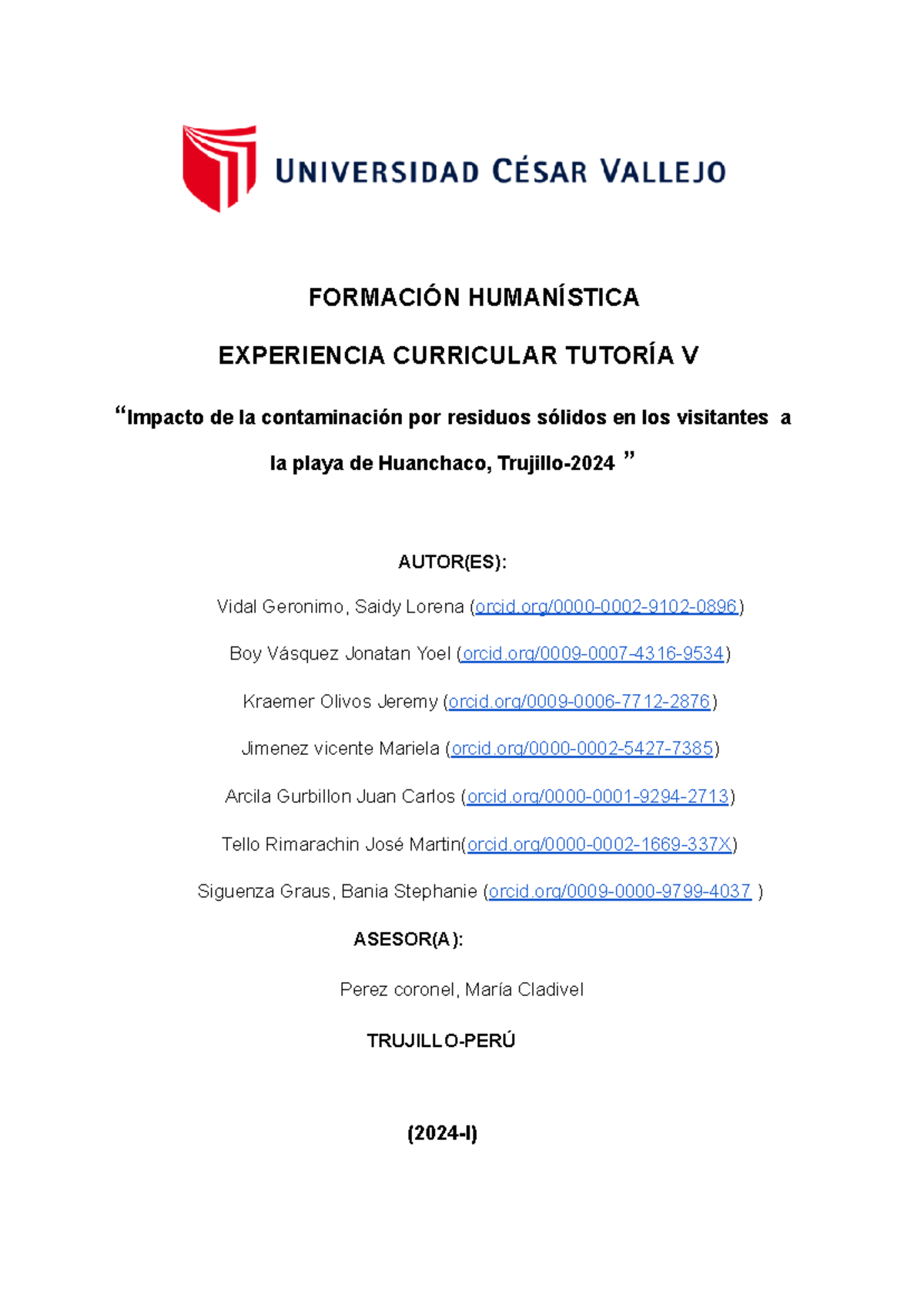Informe Tutoria V - FORMACIÓN HUMANÍSTICA EXPERIENCIA CURRICULAR TUTORÍA V “Impacto de la - Studocu