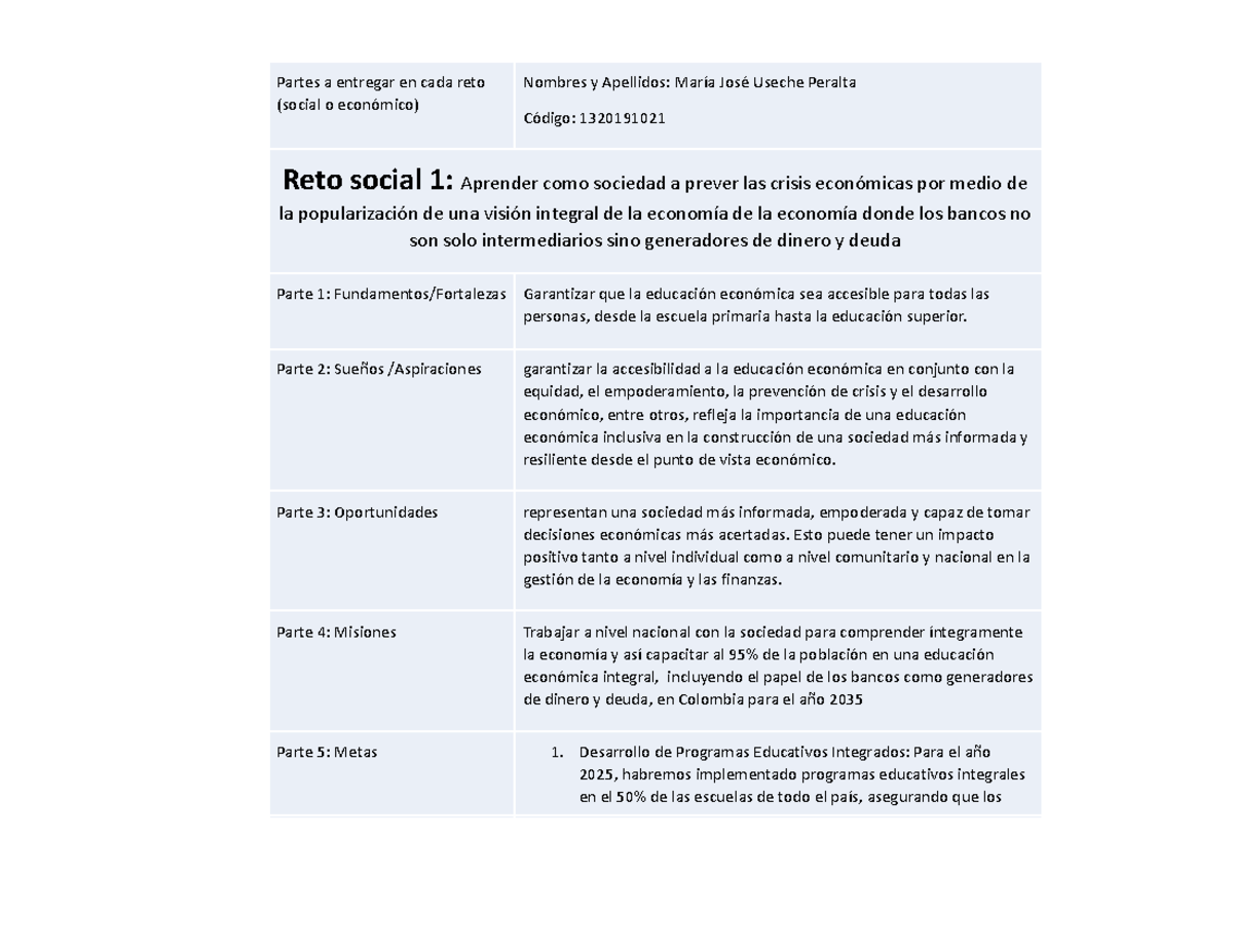 Retos sociales María José Useche.docx - Partes a entregar en cada reto ...