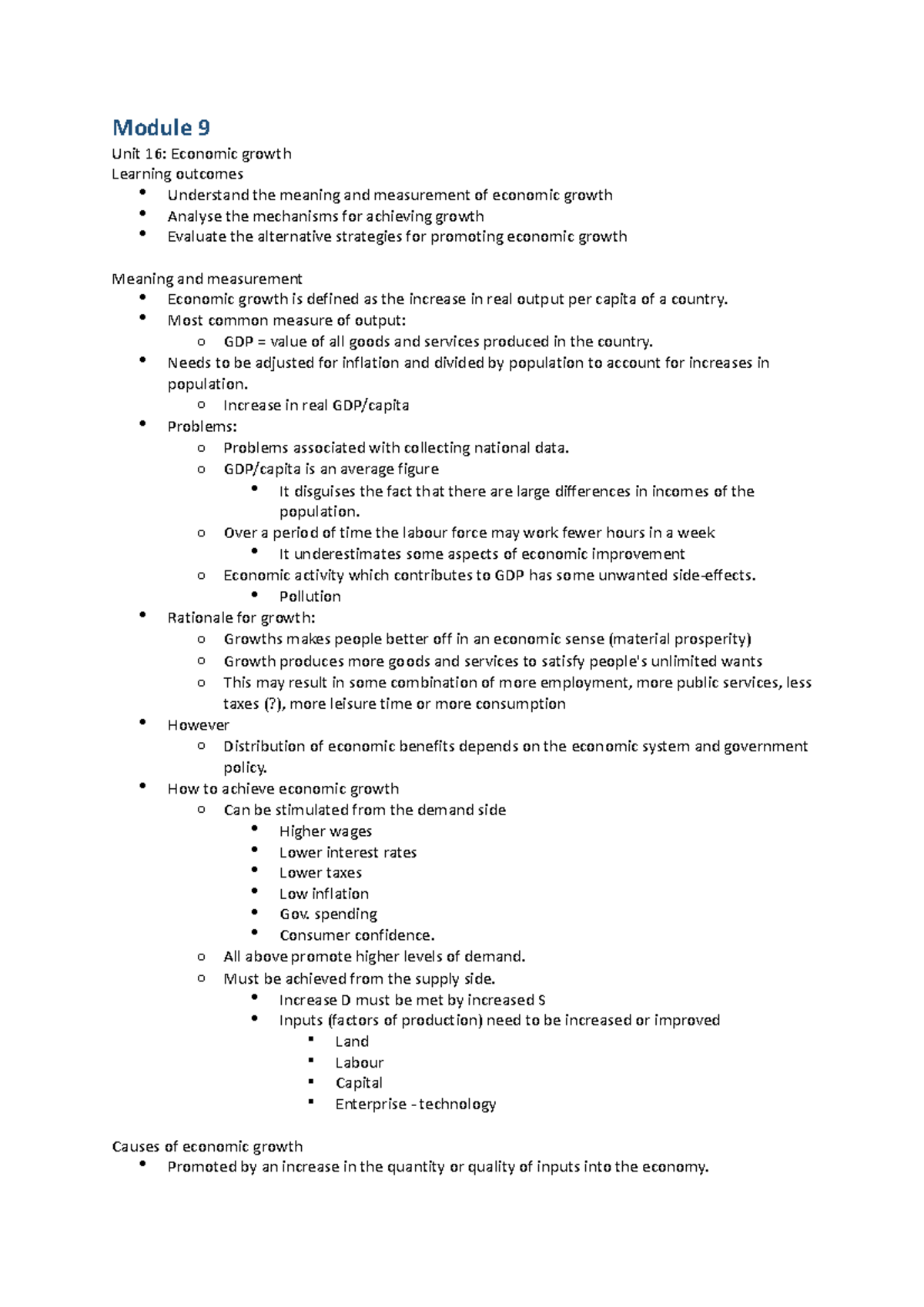 Module 9 - 3203THS - Unit 16: Economic growth and - Module 9 Unit 16 ...