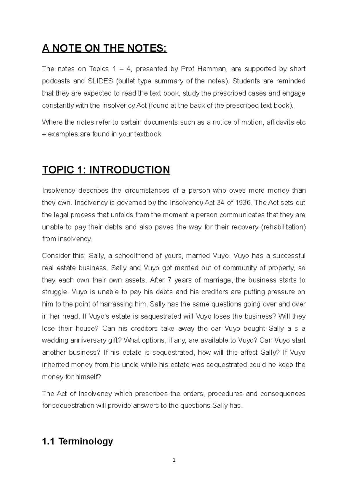 Topic 1 - Introduction - DH - A NOTE ON THE NOTES: The notes on Topics ...