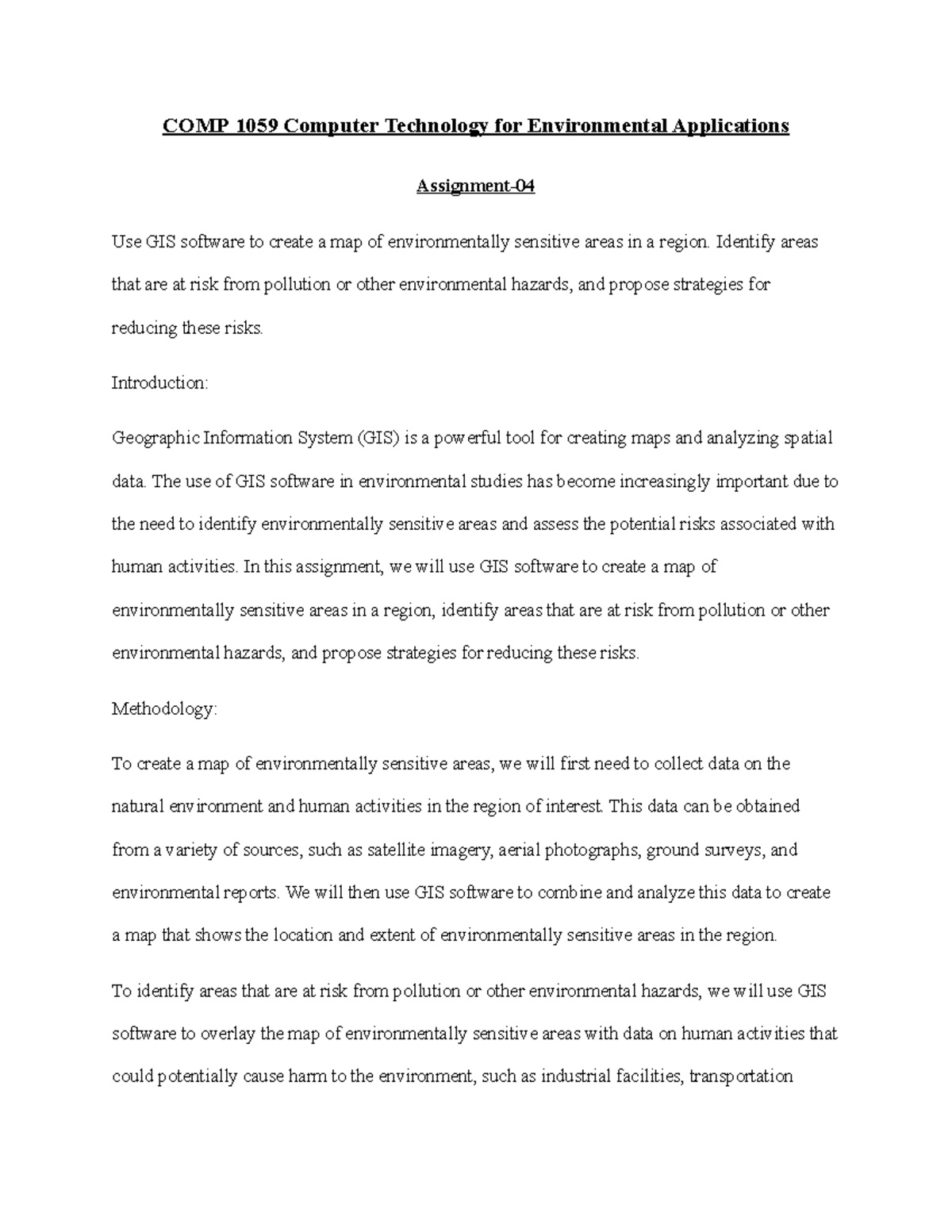 Assignment-4 - Use GIS software to create a map of environmentally ...