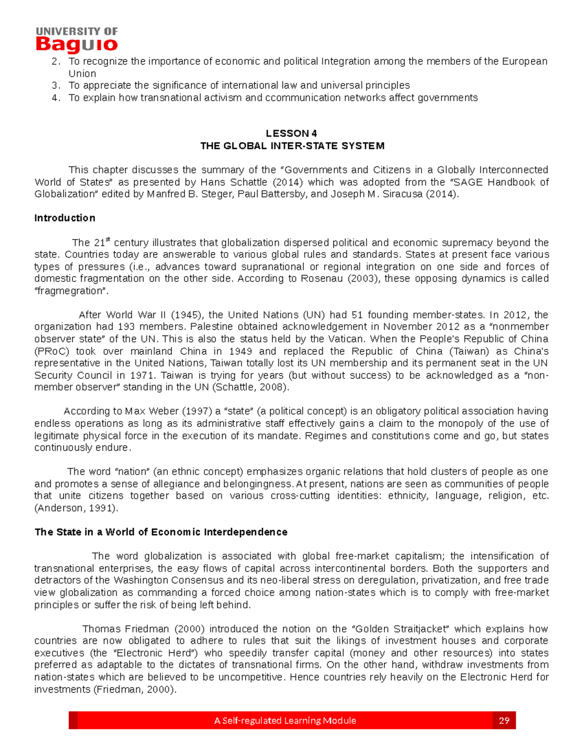 Cworld 1 Lesson 4 - The Contemporary World Notes - To recognize the ...