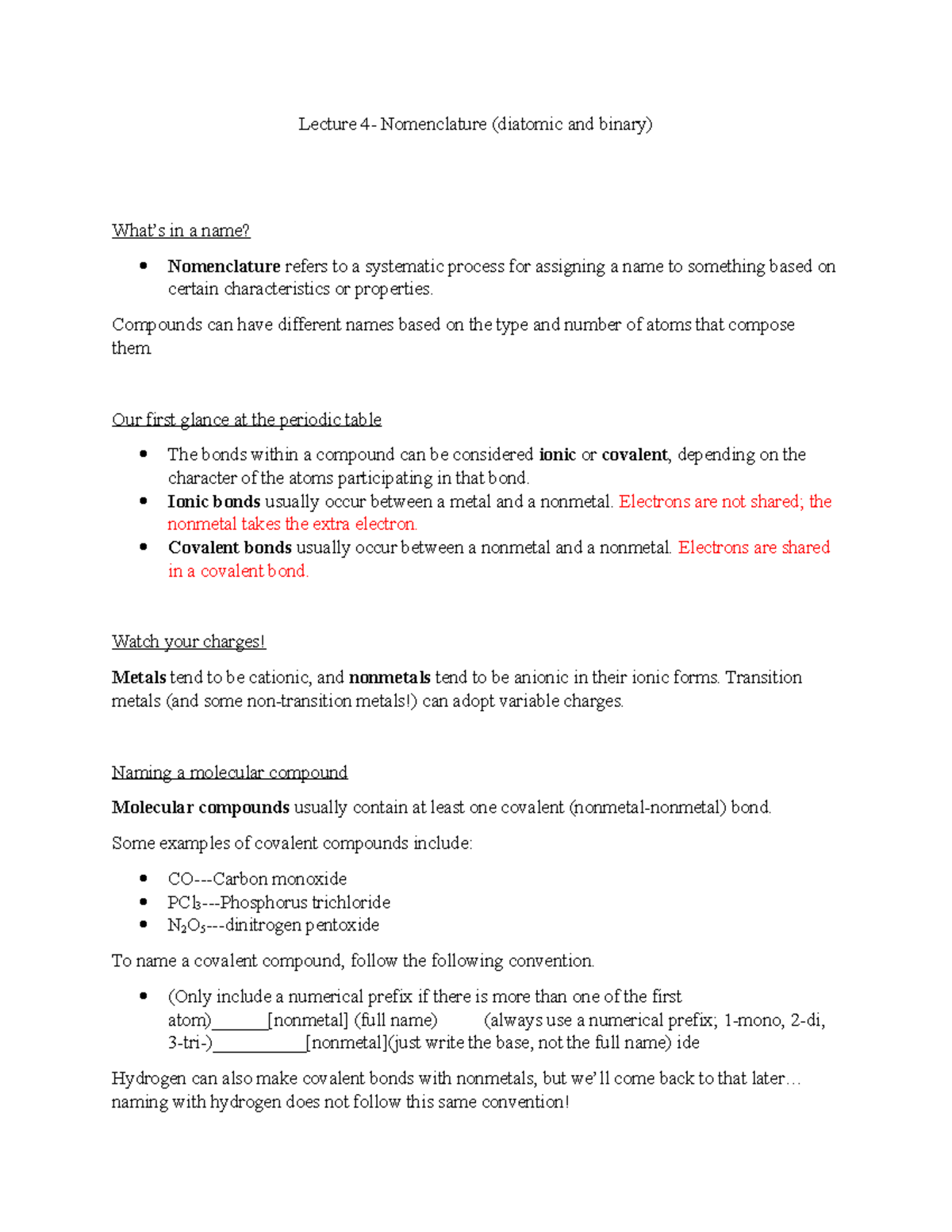 Lecture 4 Notes- CHM1025 (Intro to Chemistry) University of Florida ...