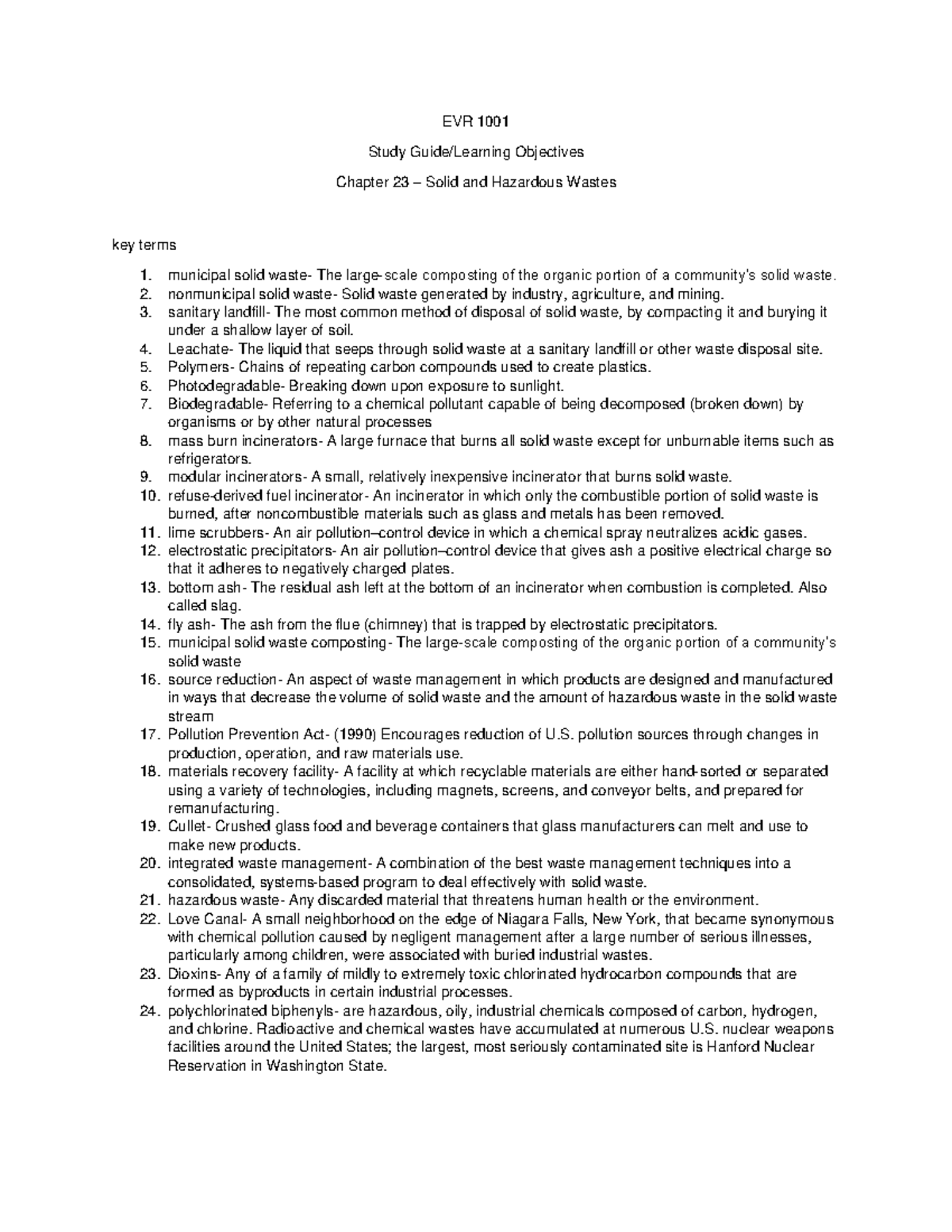 Chapter 23 voc - EVR - EVR 1001 Study Guide/Learning Objectives Chapter ...