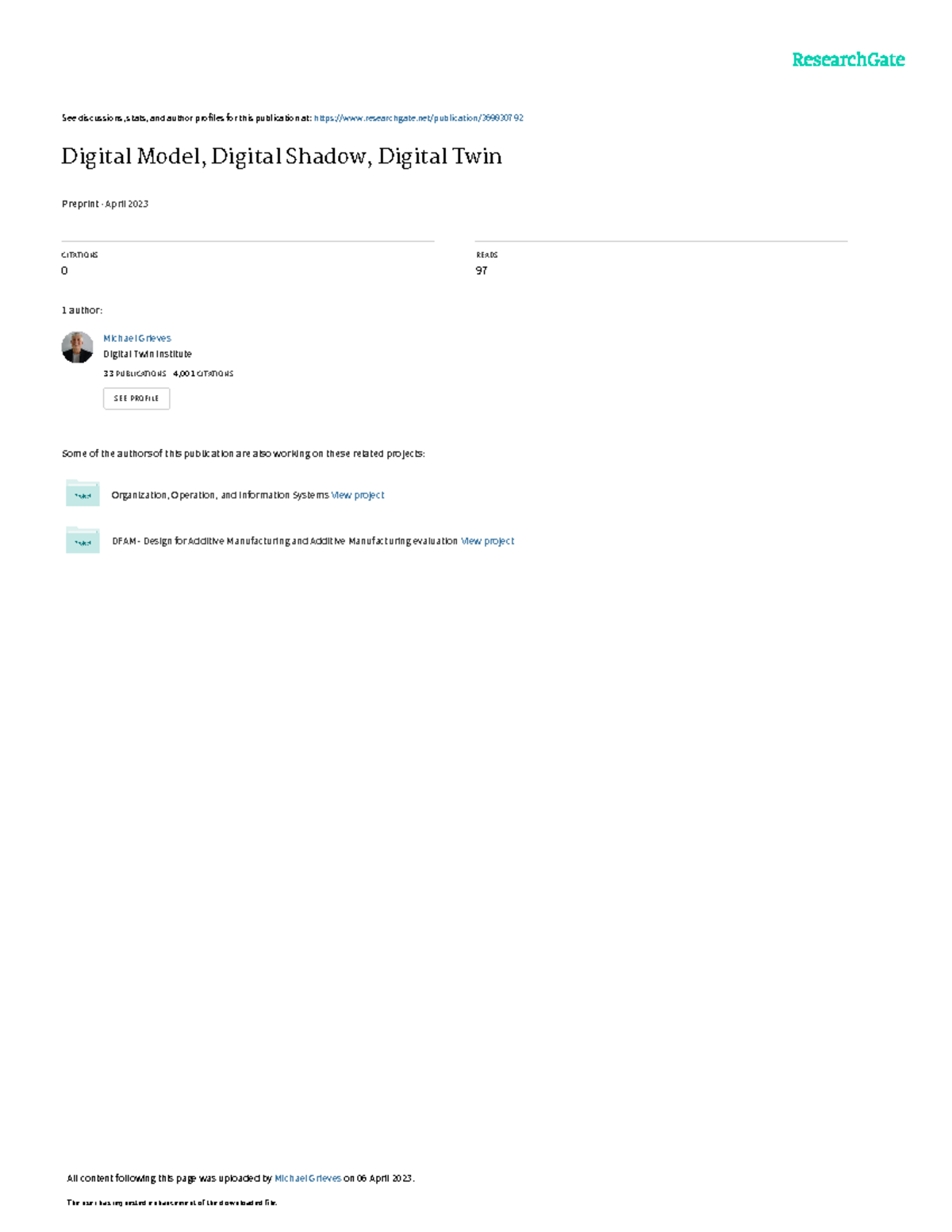 Digital Model, Digital Shadow, and Digital Twin - See discussions ...