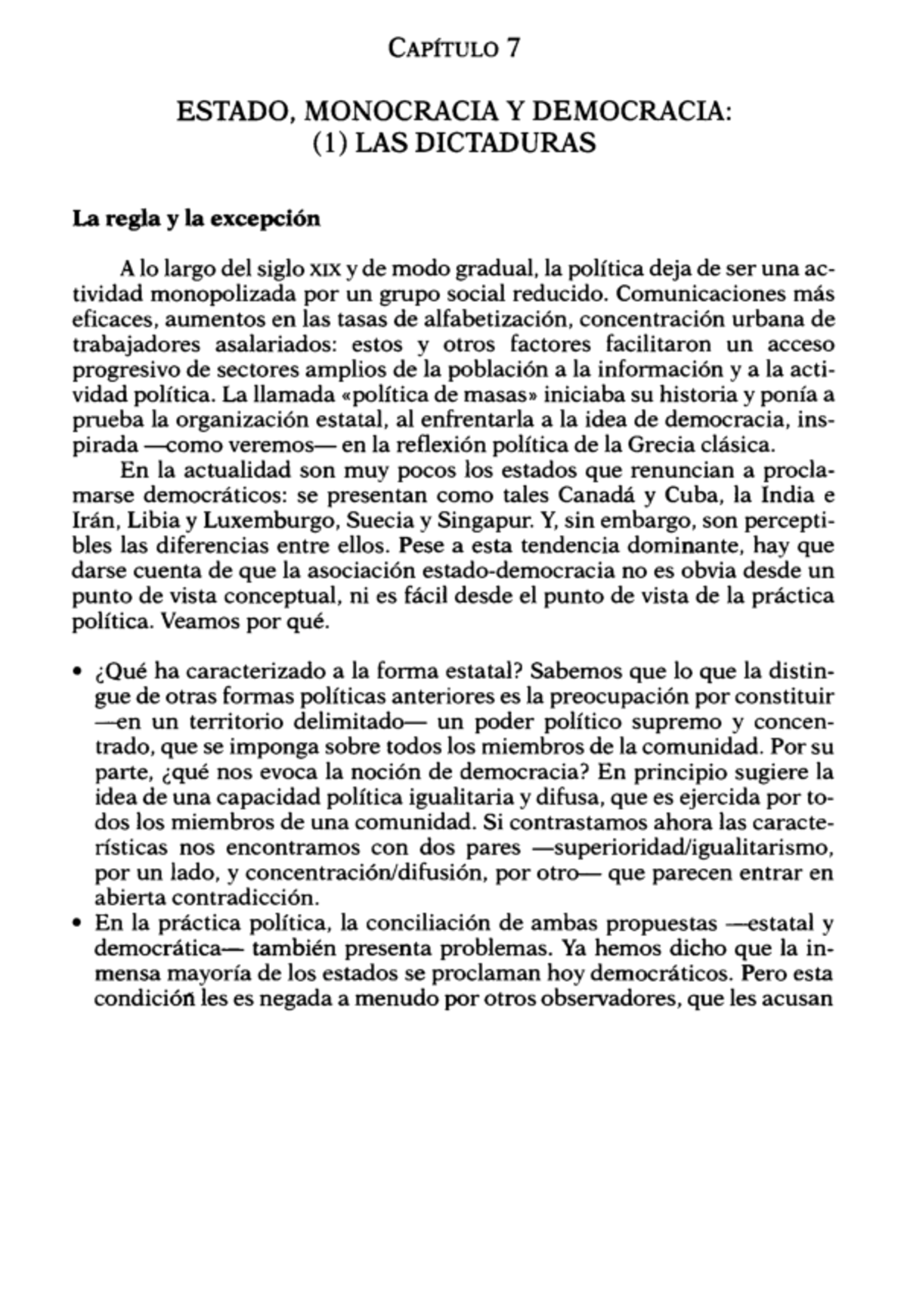 Vallés - 2000 - Capítulos 7 y 8 - Ca pít ul o 7 ESTADO, MONOCRACIA Y ...