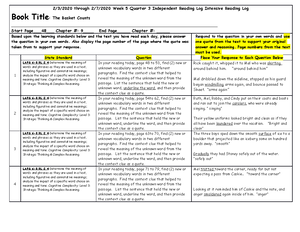 Reading log 8 - 2/24/2020 through 2/28/2020 Week 8 Quarter 3 ...