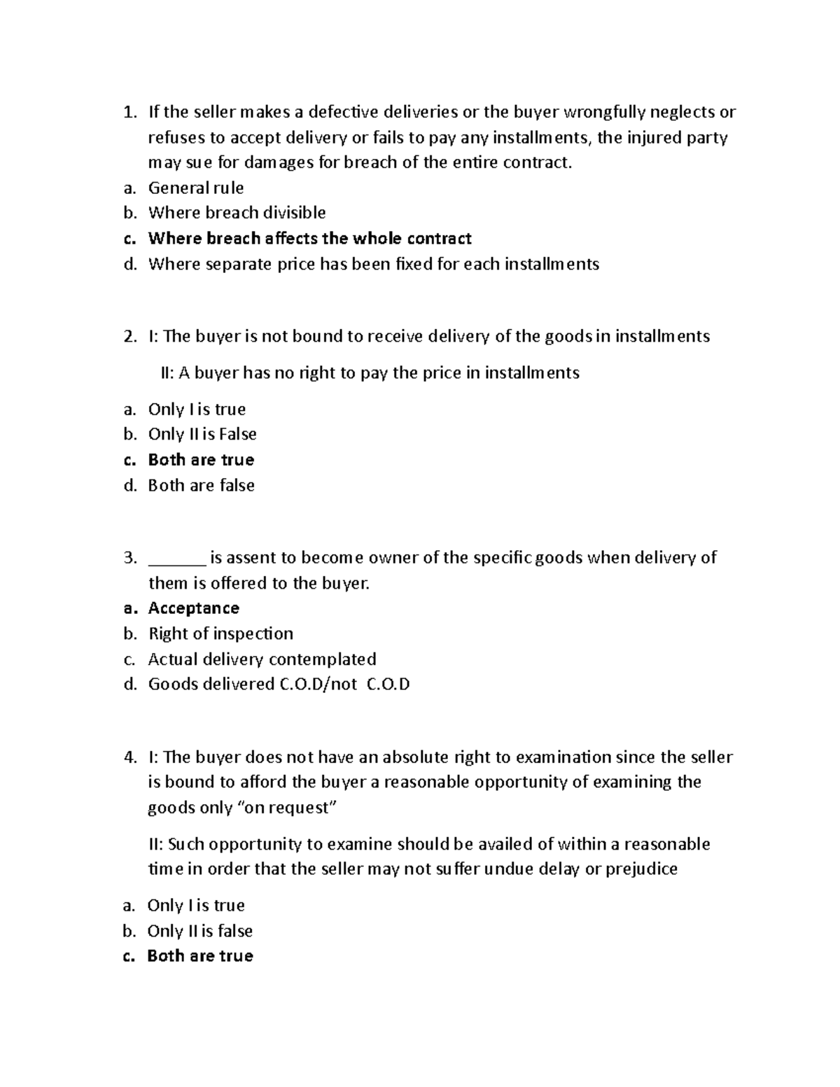 100 questions Sales with answers - If the seller makes a defective ...