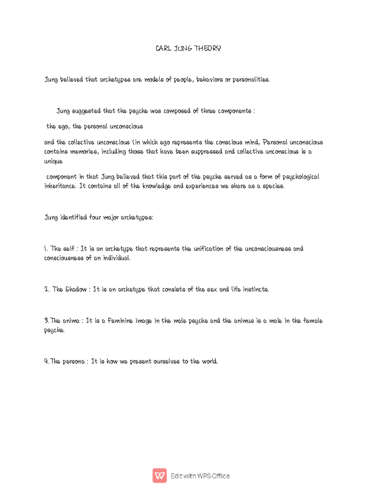 CARL JUNG Theory - CARL JUNG THEORY Jung believed that archetypes are ...