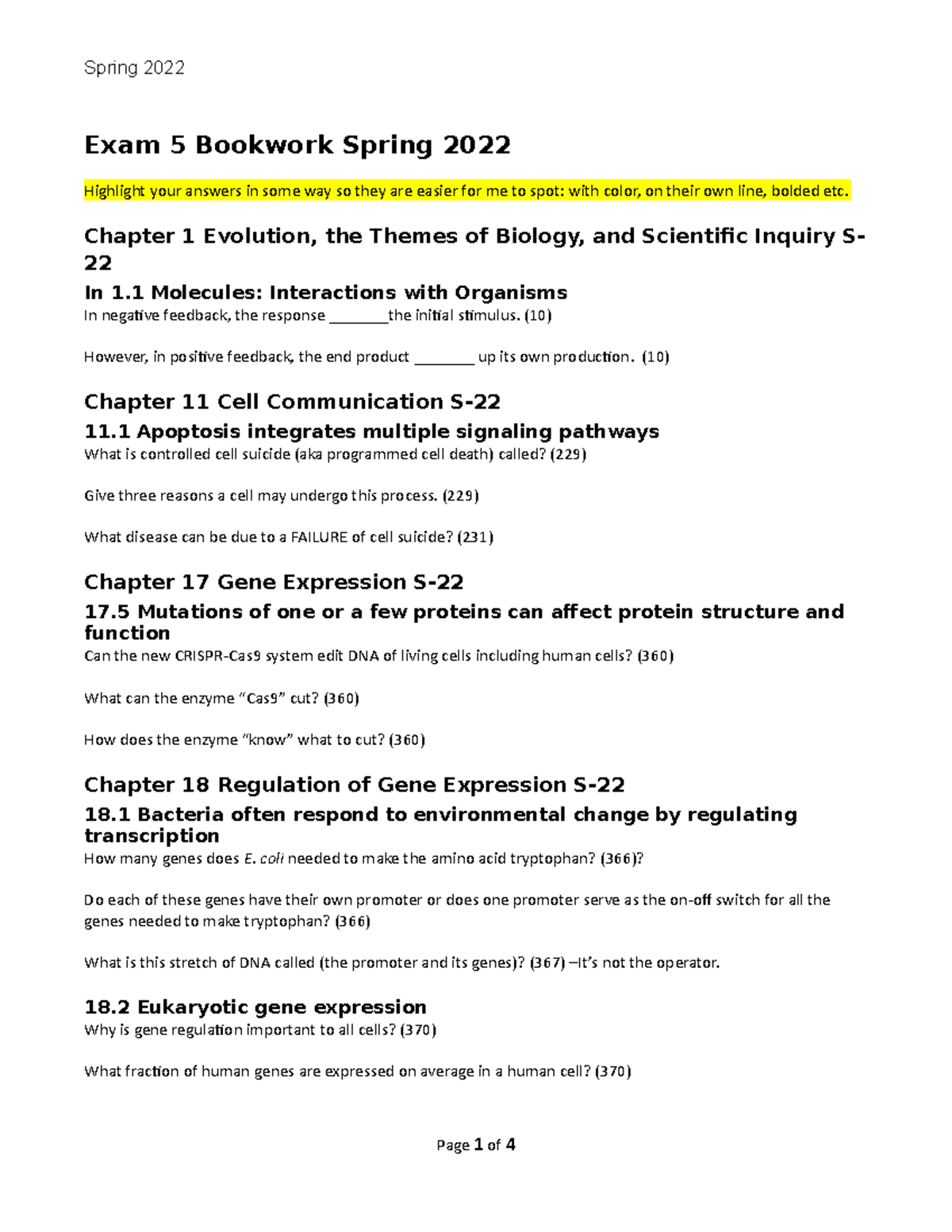 Exam 5 Bookwork Spring 2022 - Exam 5 Bookwork Spring 2022 Highlight ...